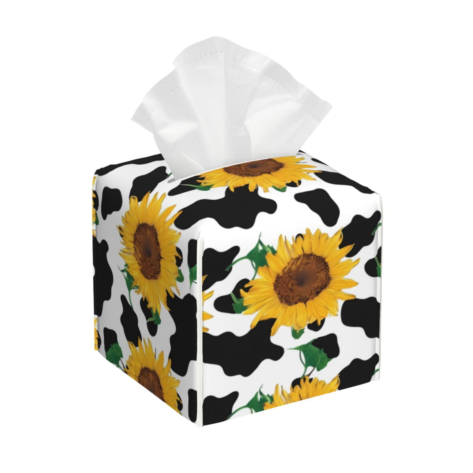 Qekee Cute Cow Print Sunflower B for Tissue Box Cover Holder, Square ...