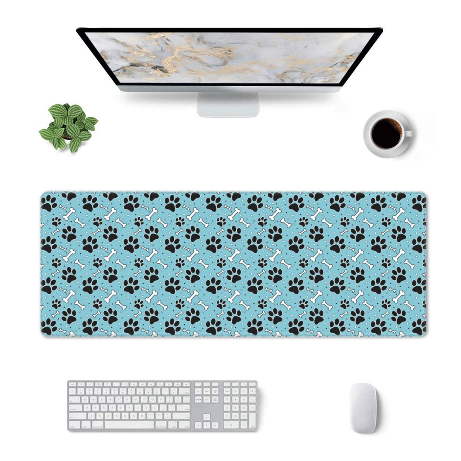 Qekee Cute Dog Footprints Print Mouse Pad,Desk Pad Protector,Office ...