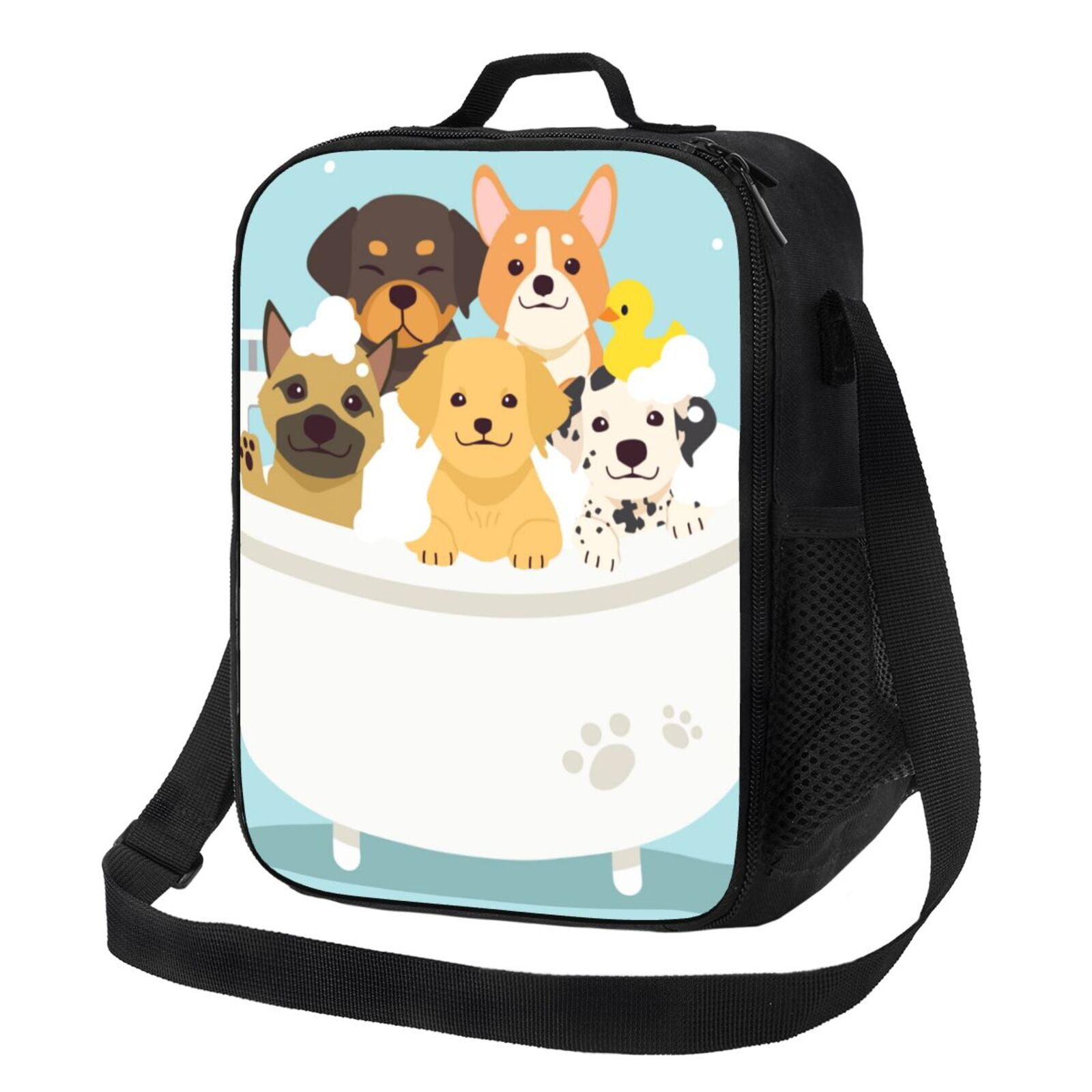 Qekee Cute Dog In Bathtub for Insulated Lunch Bag for Women/Men ...