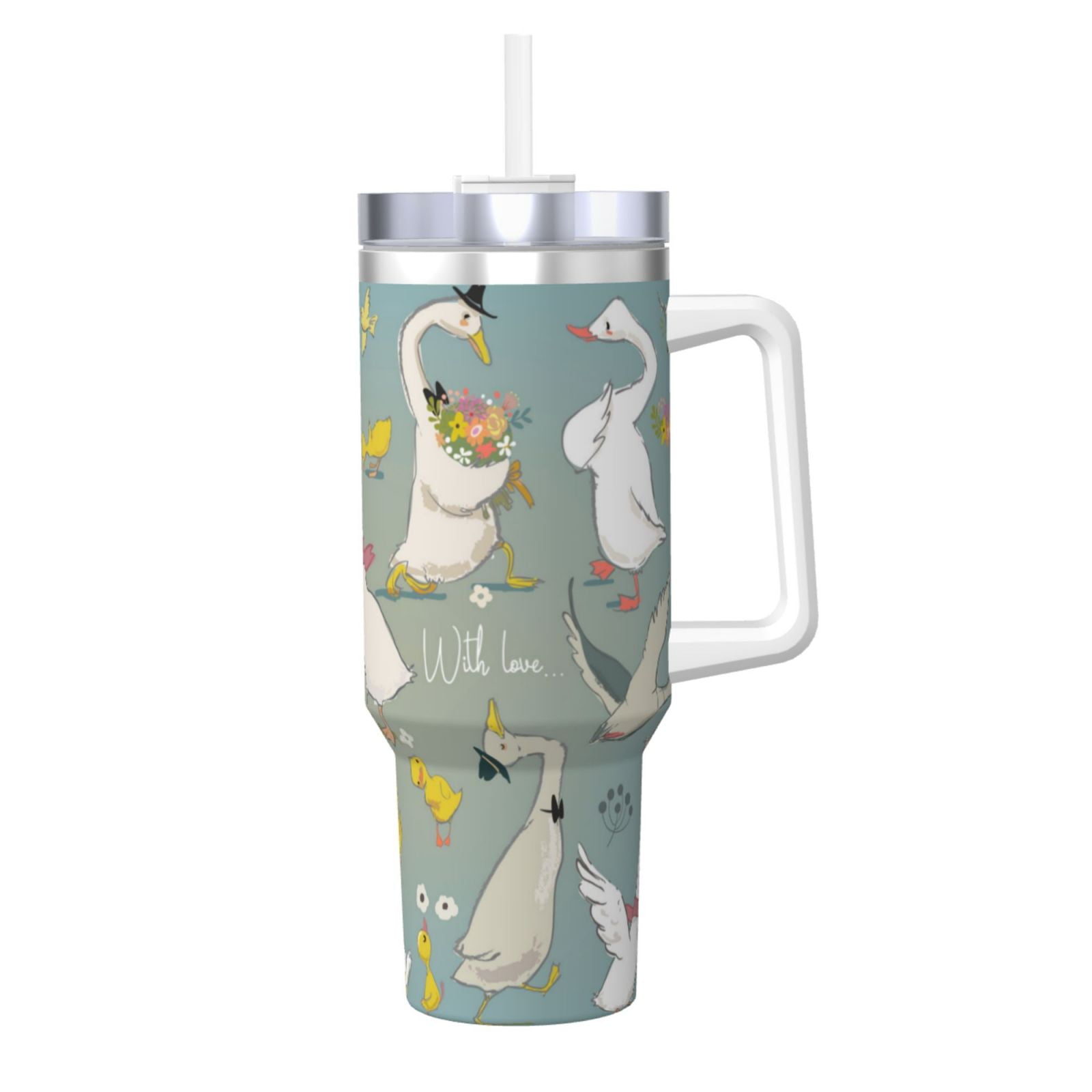 Qekee Cute Farm Birds Print 40 OZ Large Capacity Ice Bully Cup With ...