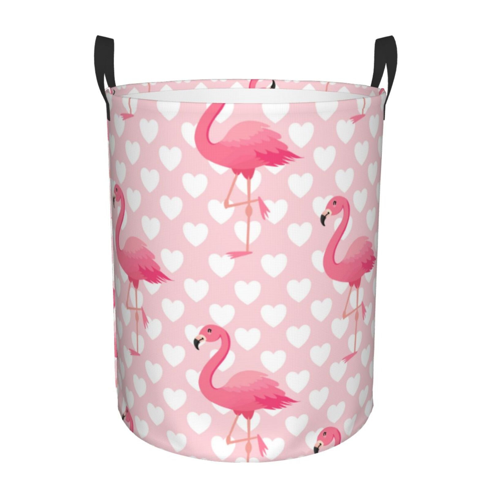 Qekee Cute Flamingo with Heart print Laundry Hamper Basket, Hamper ...