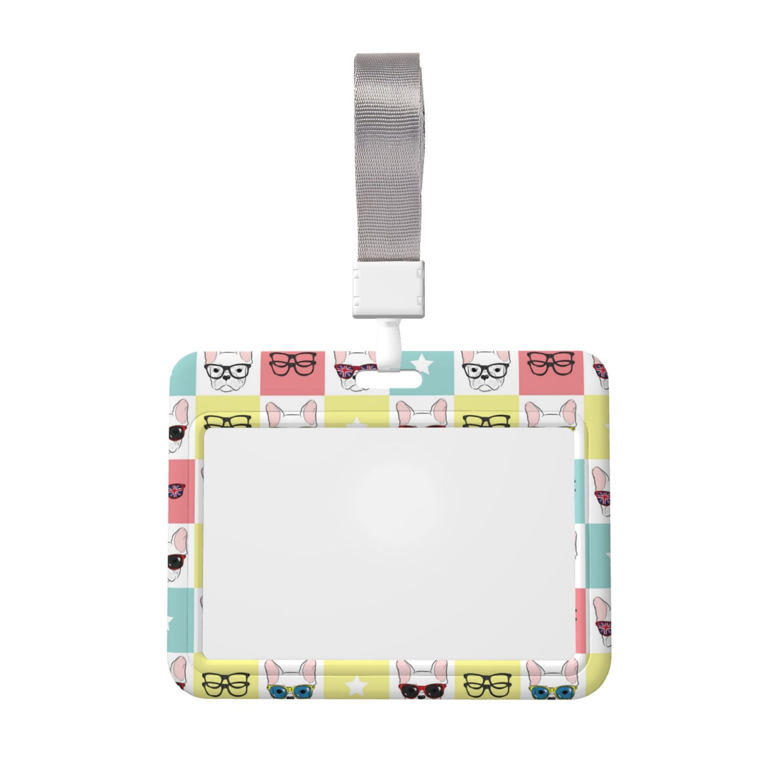 Qekee Cute French Bulldog Print Card Badge Holder,Clear Name Tag ID ...