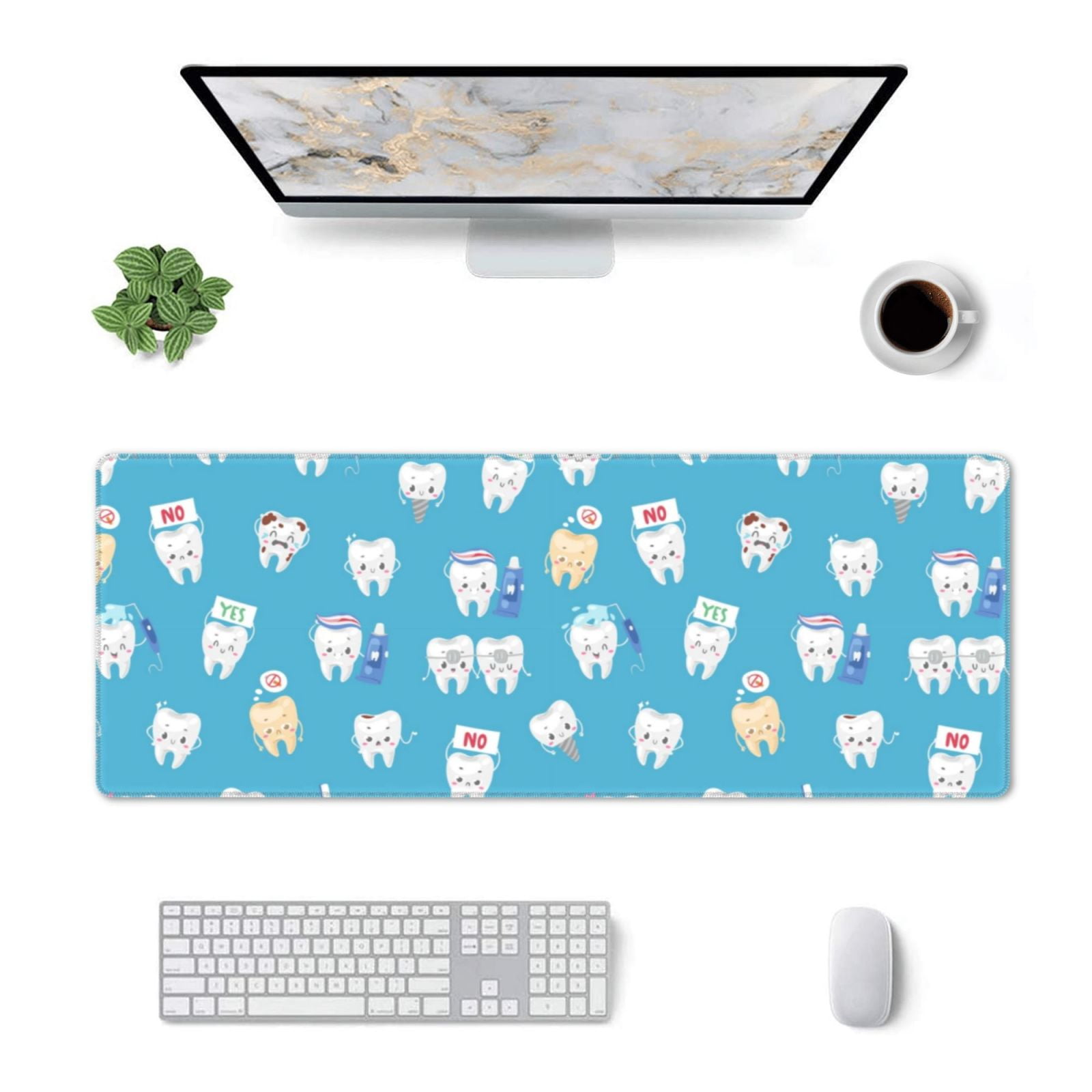 Qekee Cute Healthy Teeth Print Mouse Pad,Desk Pad Protector,Office Desk ...
