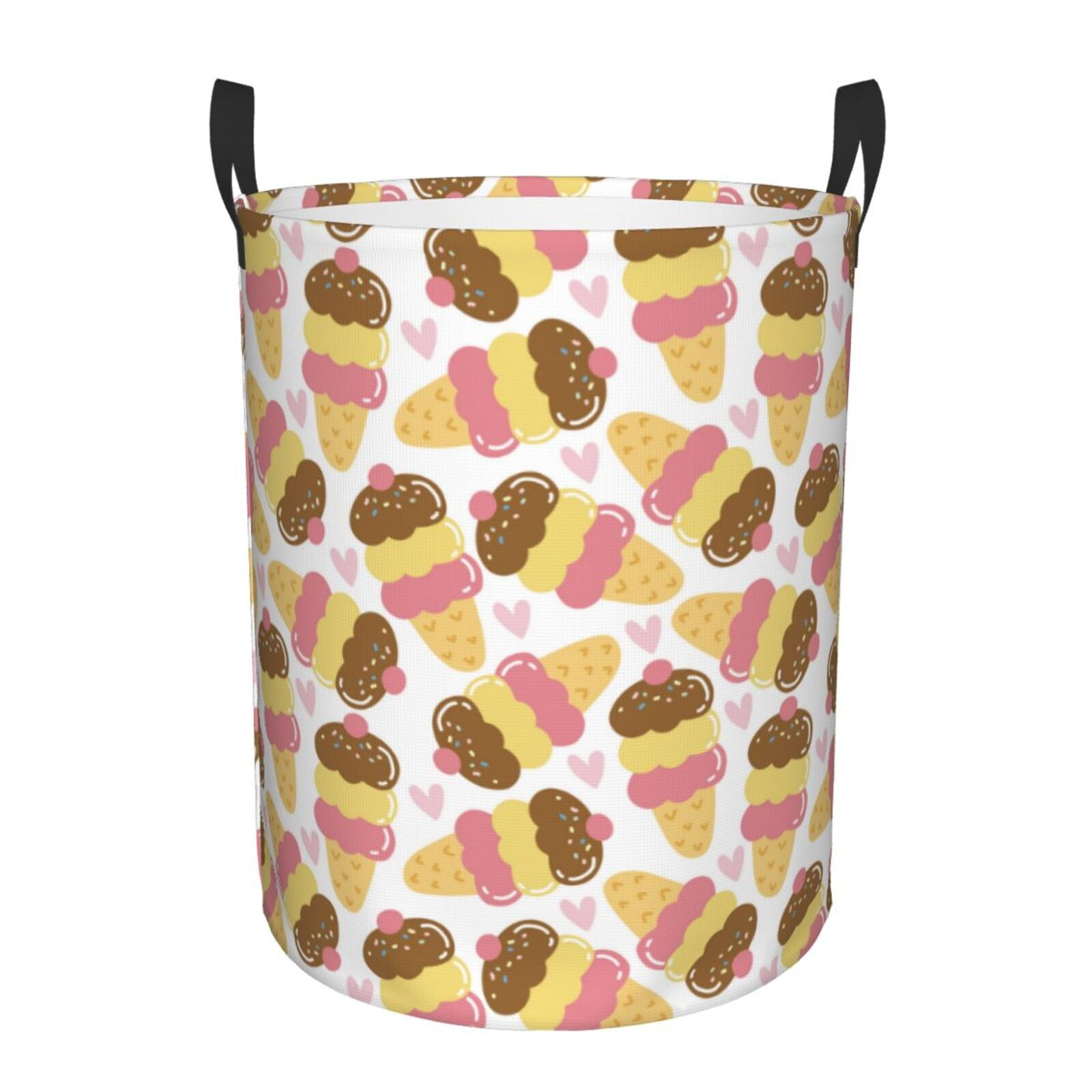 Qekee Cute Ice Cream print Laundry Hamper Basket, Hamper Basket for ...
