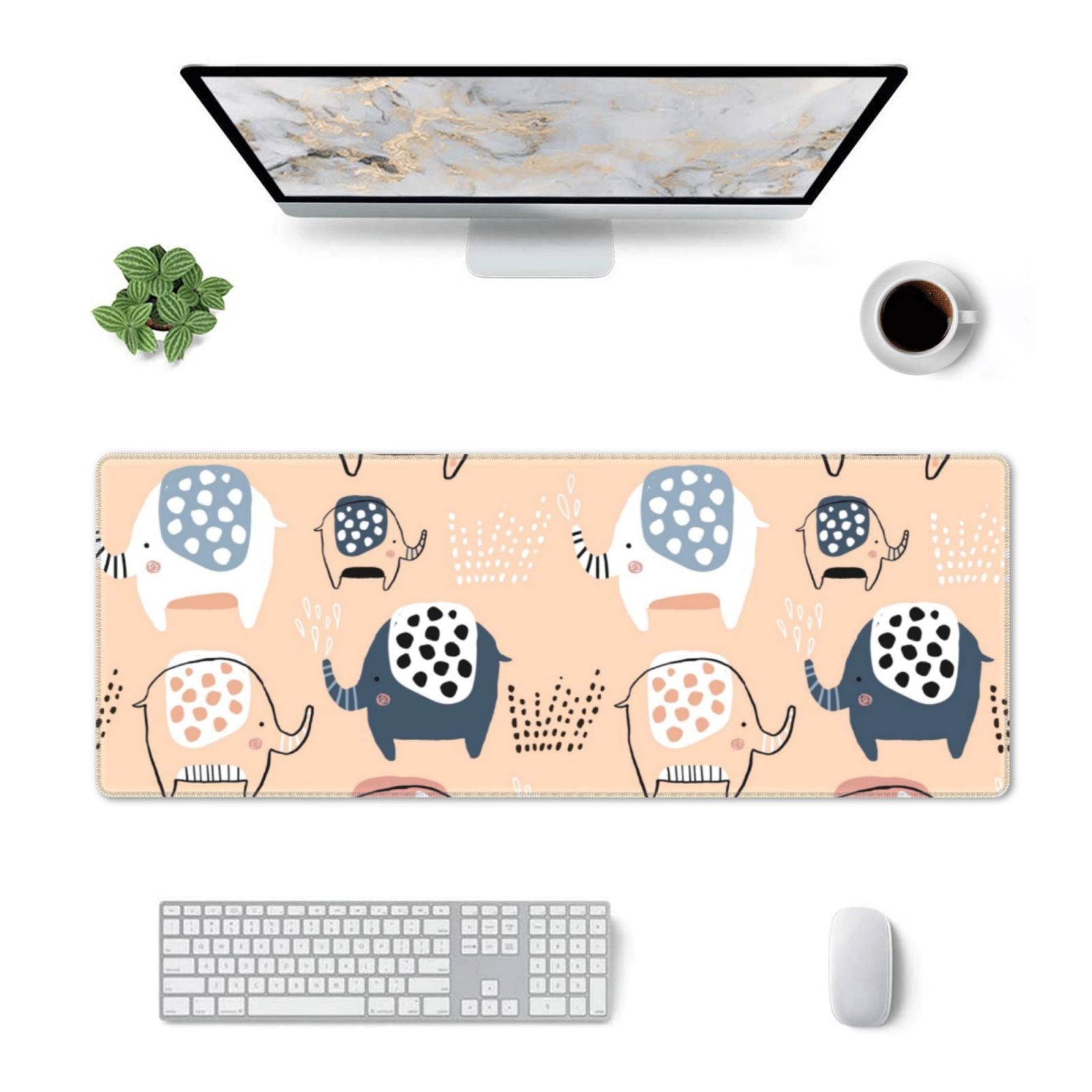 Qekee Cute Ink Drawn Elephants Print Mouse Pad,Desk Pad Protector ...