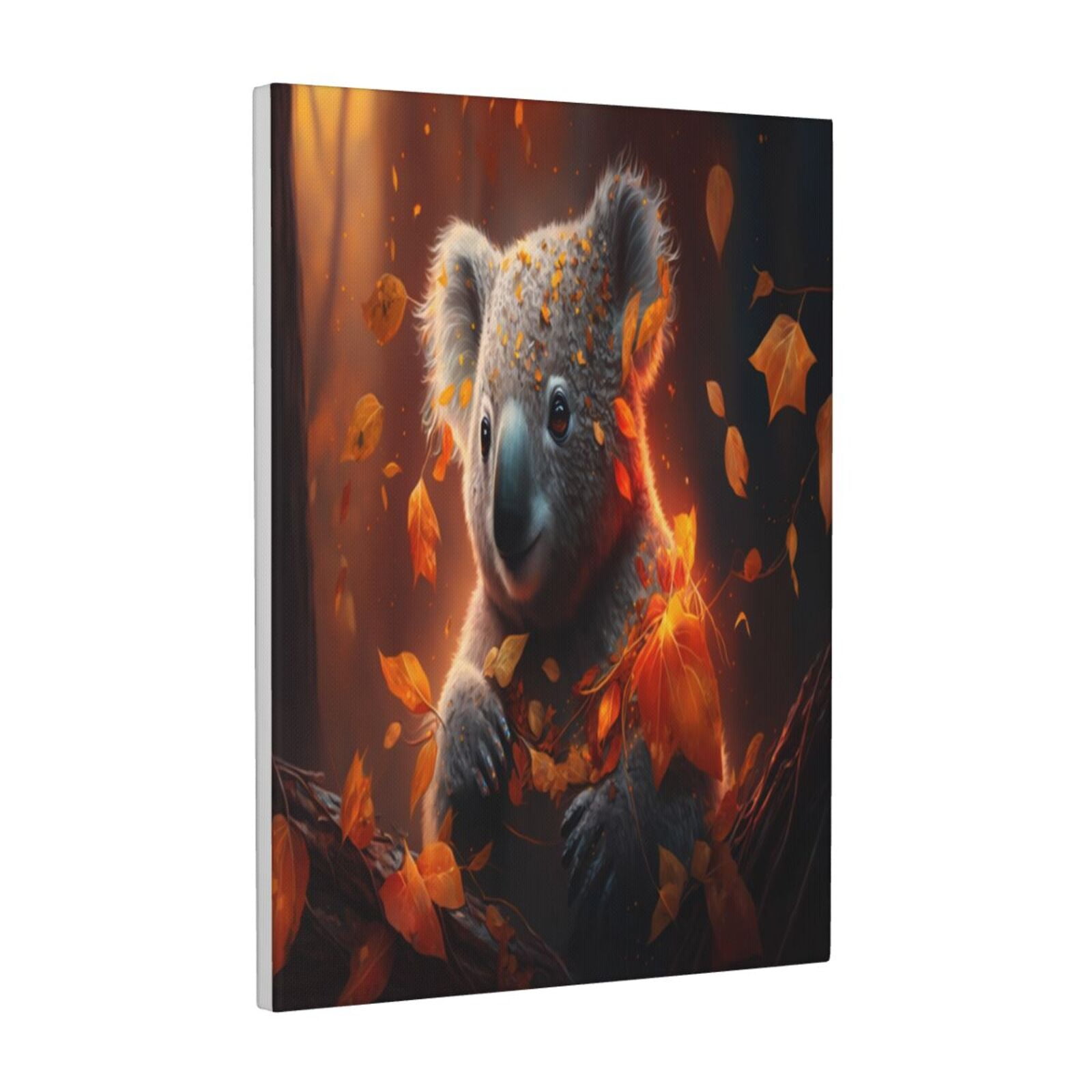 Qekee Cute Maple Leaf Koala Print Canvas Wall Art for Bathroom,Abstract ...