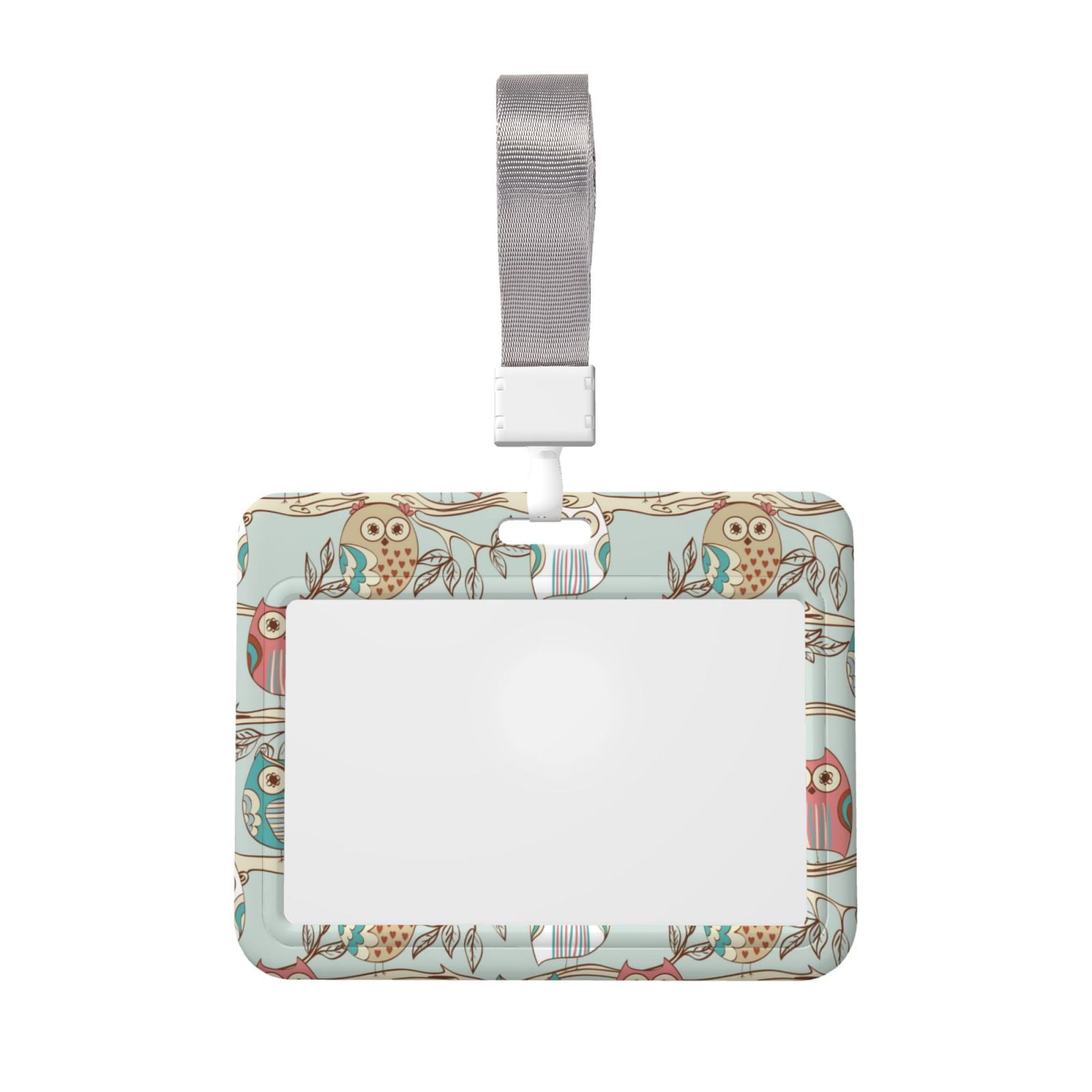 Qekee Cute Owl Print Card Badge Holder,Clear Name Tag ID Card Protector ...
