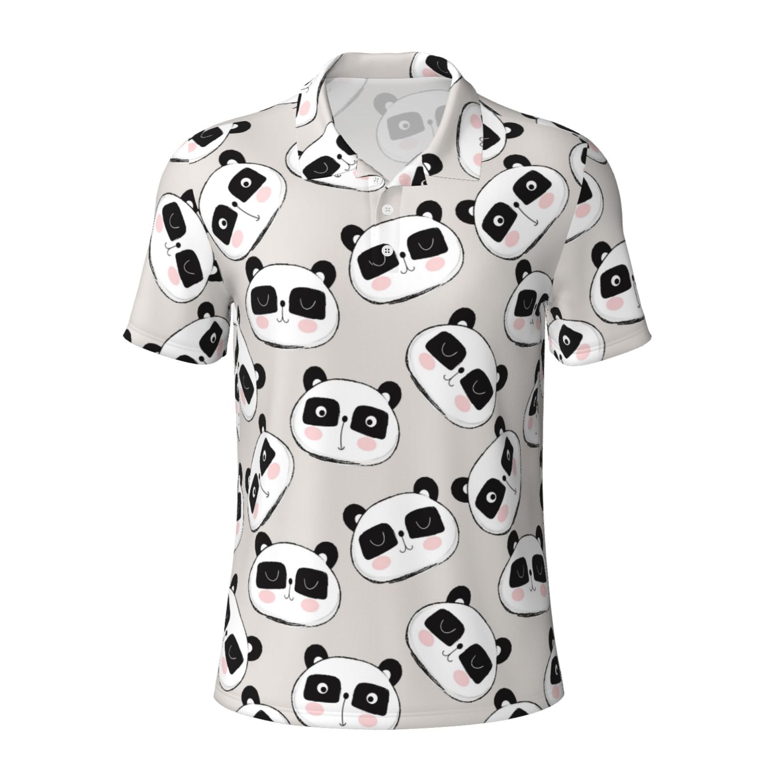Qekee Cute Panda for Mens Polo Shirts Casual Short Sleeve Button Down ...