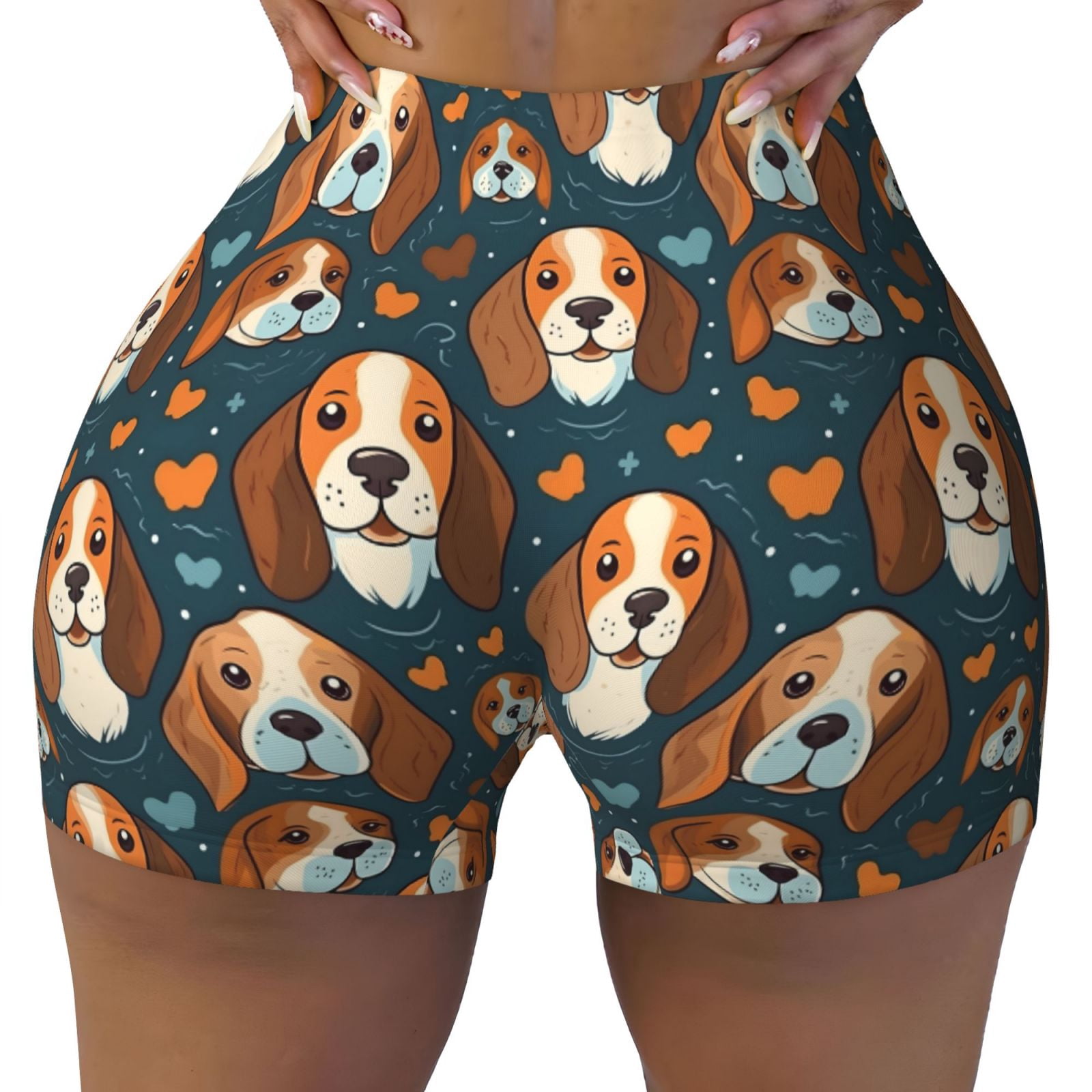 Qekee Cute Puppy Women Workout Shorts, Sports shorts, Scrunch Butt ...