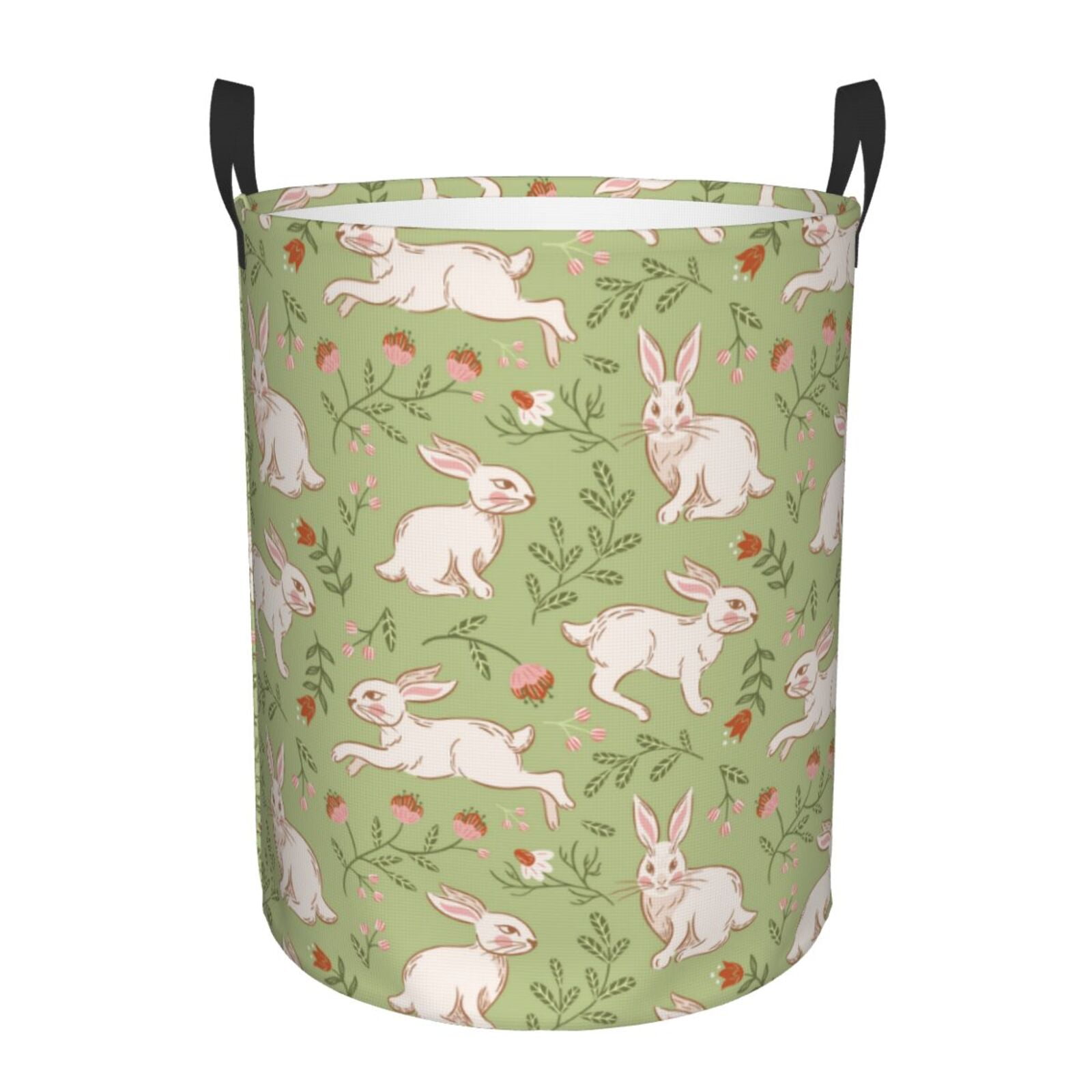 Qekee Cute Rabbit And Flower print Laundry Hamper Basket, Hamper Basket ...