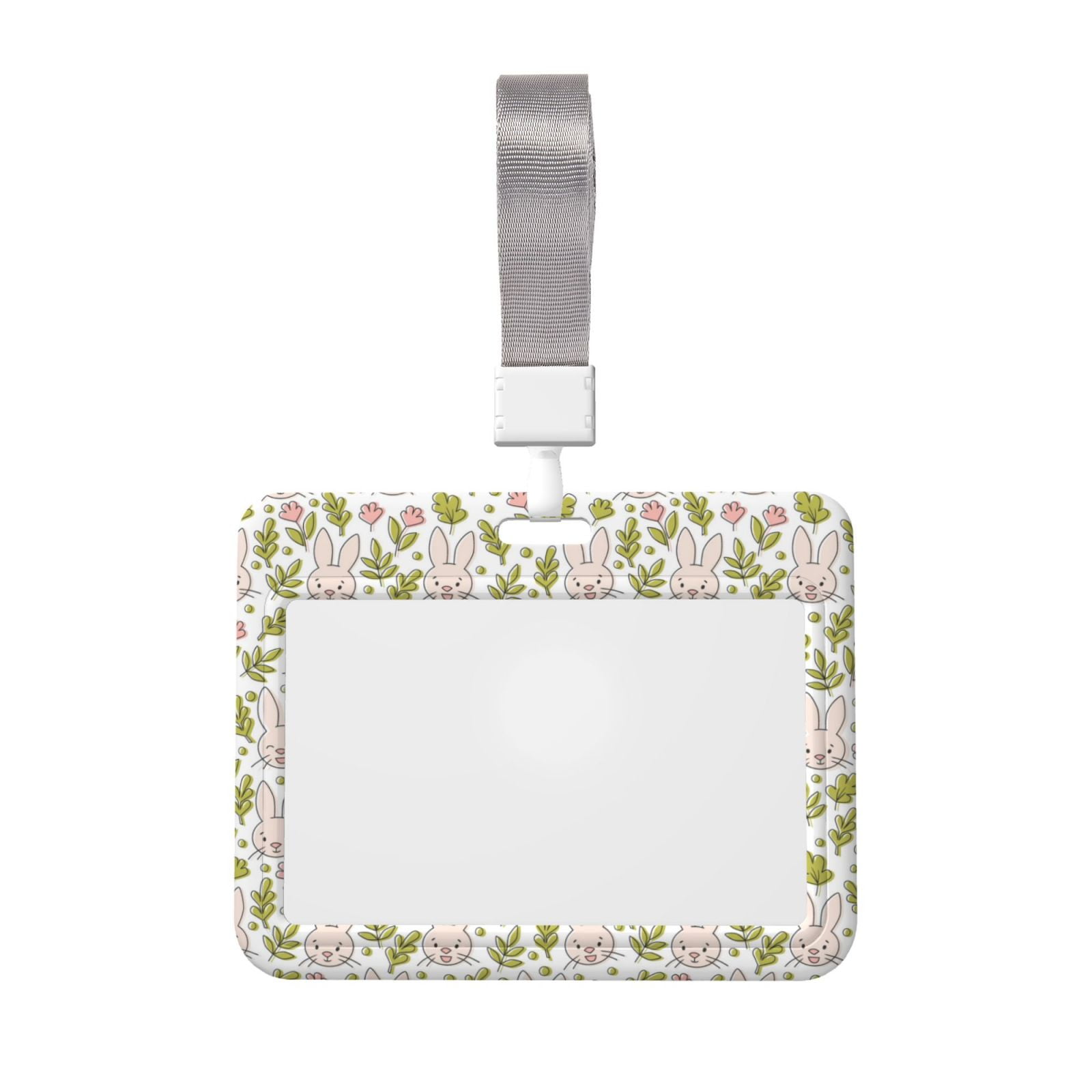 Qekee Cute Rabbit Print Card Badge Holder,Clear Name Tag ID Card ...