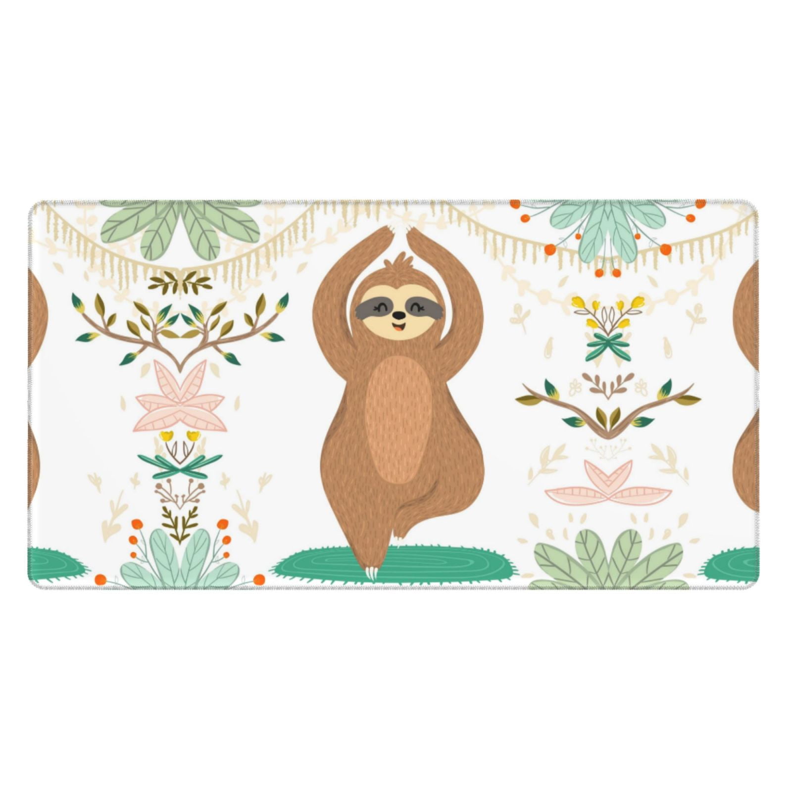 Qekee Cute Sloth In Yoga Pose Tree Print Desk Pad Protector,Mouse Pad ...