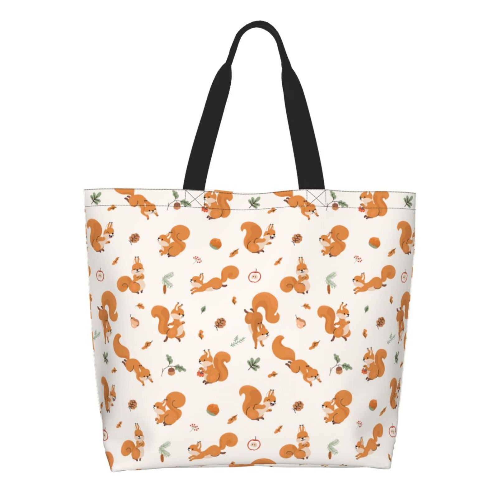 Qekee Cute Squirrel Fall Pattern Tote Bags for Women Shoulder Handbag ...
