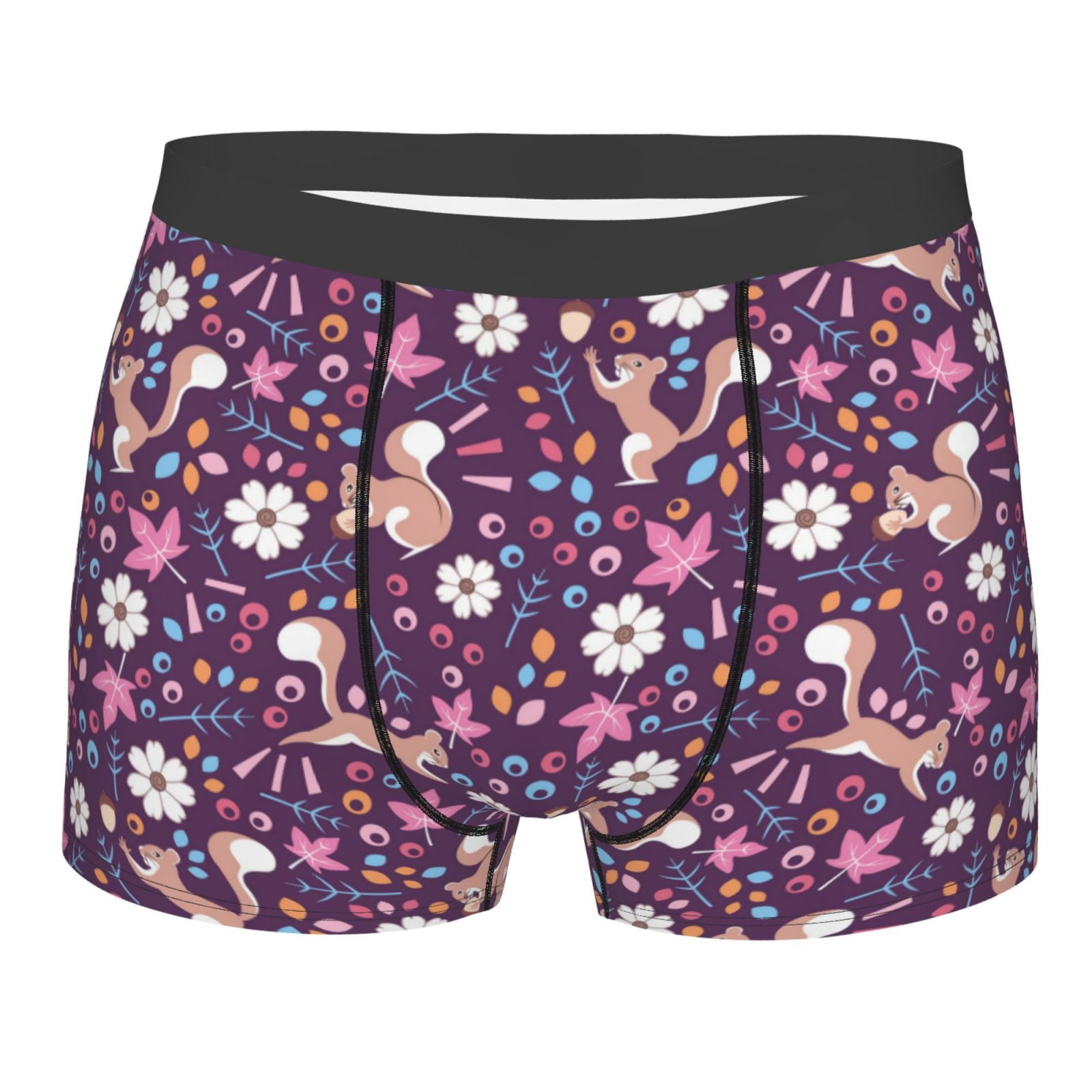 Qekee Cute Squirrel Floral for Men's Underwear Boxer Briefs Pack ...