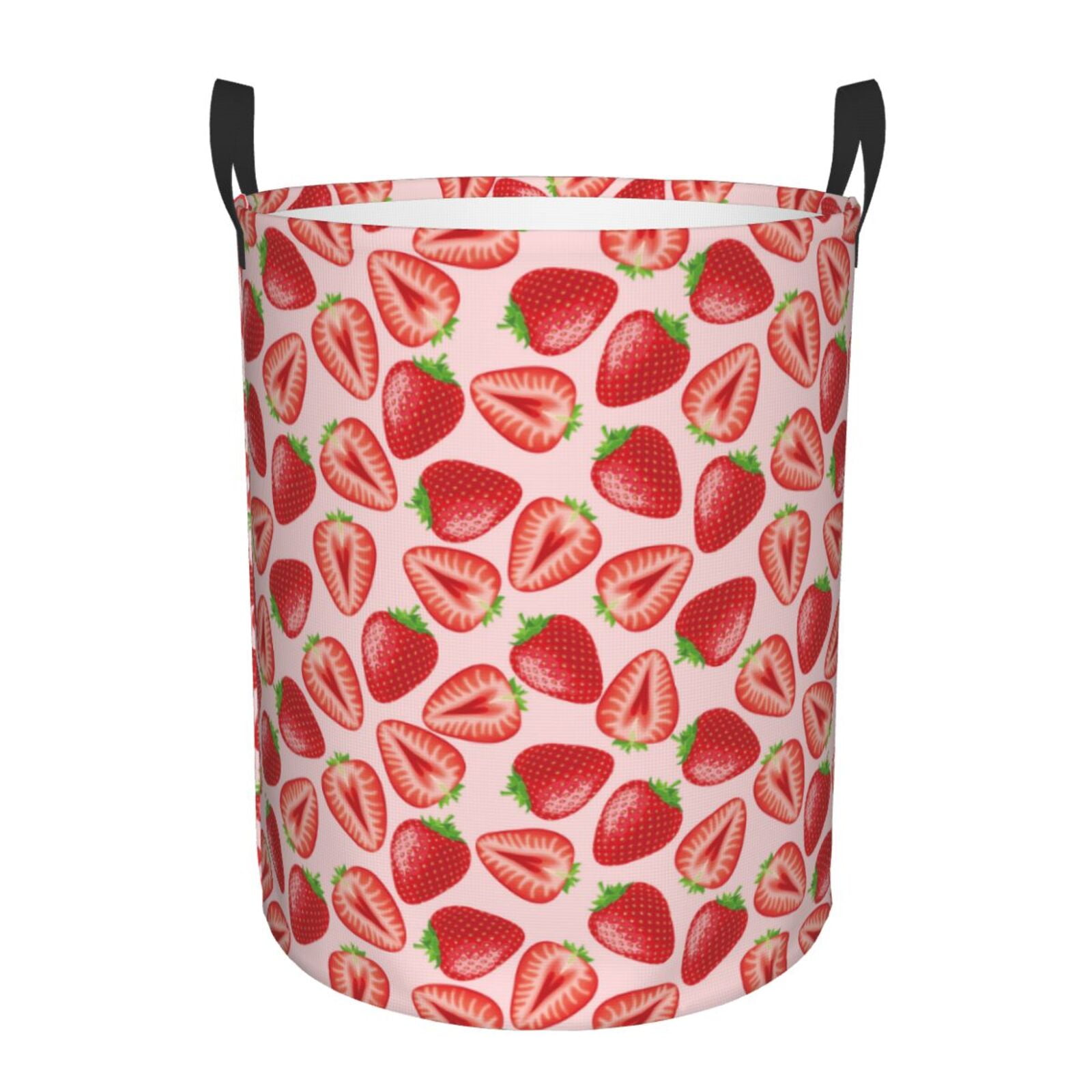 Qekee Cute Strawberry print Laundry Hamper Basket, Hamper Basket for ...
