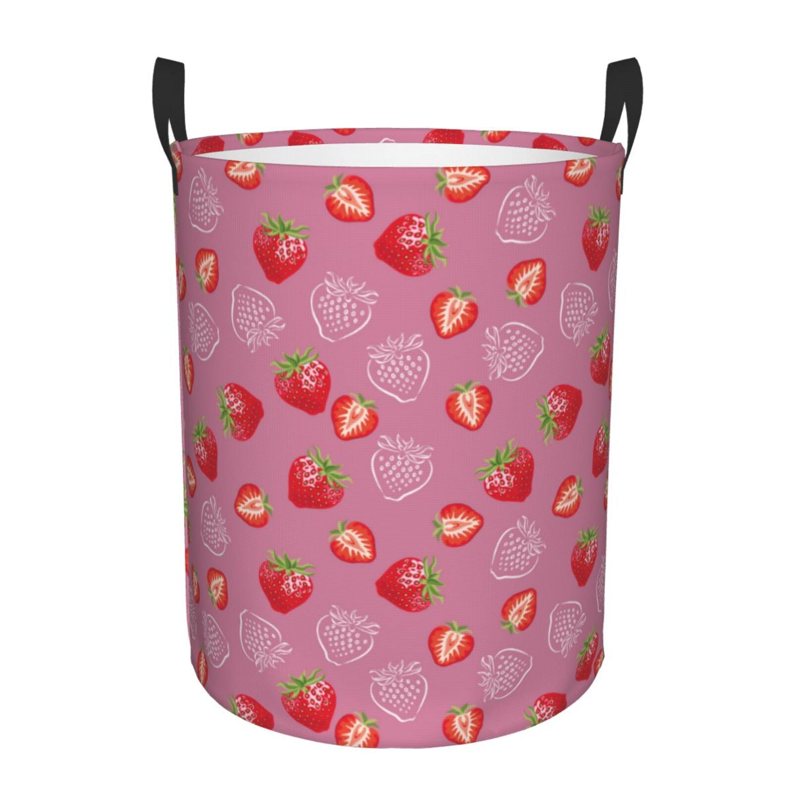 Qekee Cute Strawberry print Laundry Hamper Basket, Hamper Basket for ...