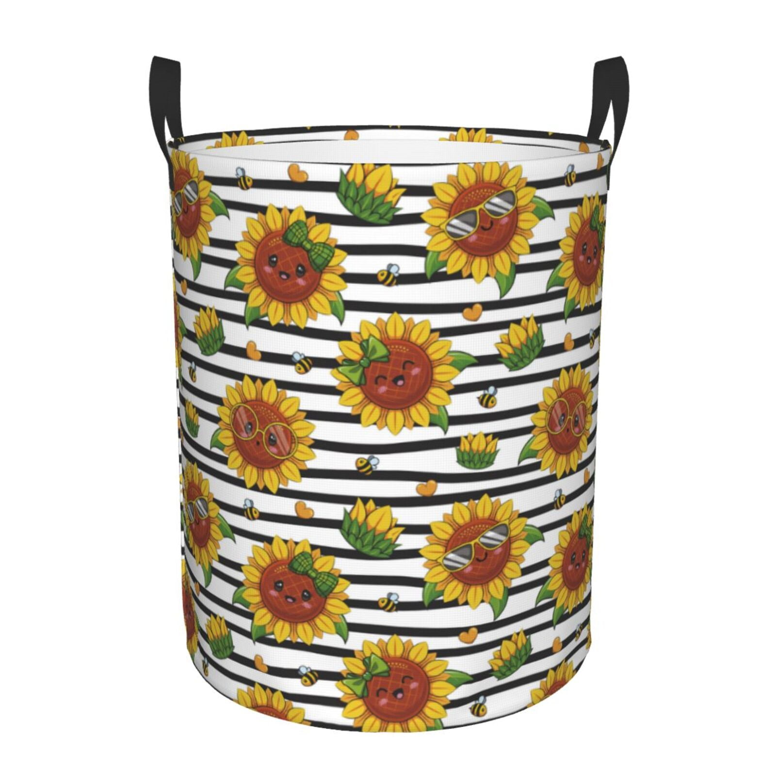 Qekee Cute Sunflowers print Laundry Hamper Basket, Hamper Basket for ...