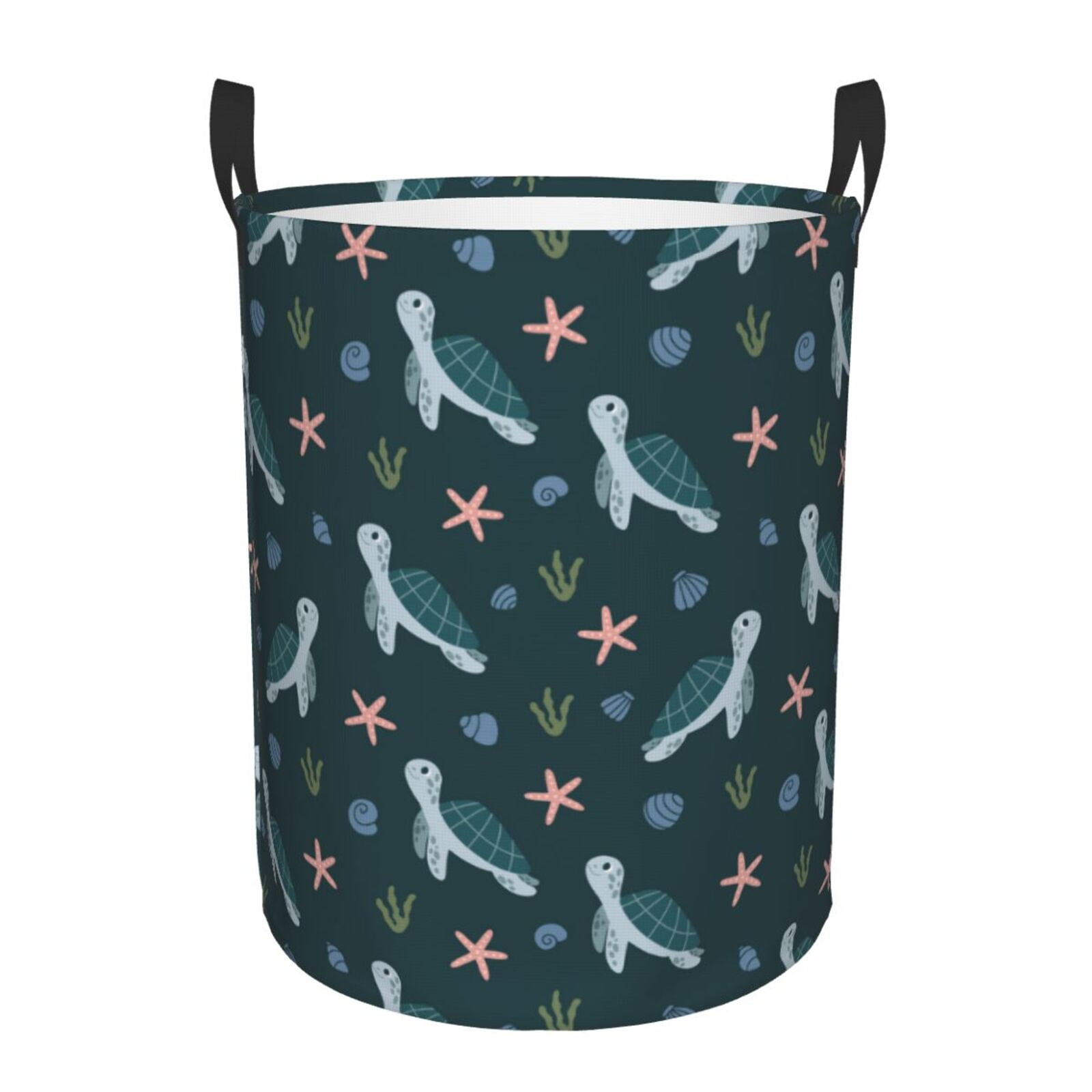 Qekee Cute Turtle print Laundry Hamper Basket, Hamper Basket for ...