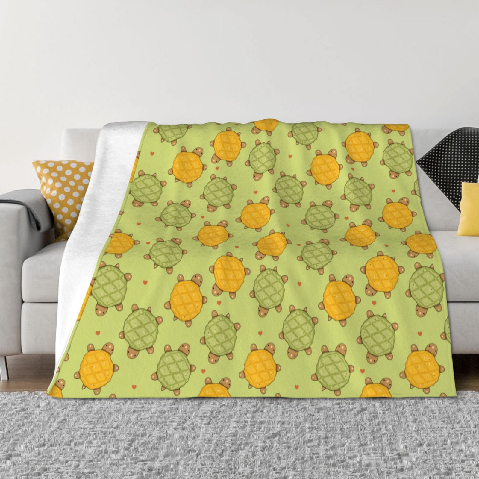 Qekee Cute Turtle print Throw Blanket, Cotton Flannel Home Decor, All ...