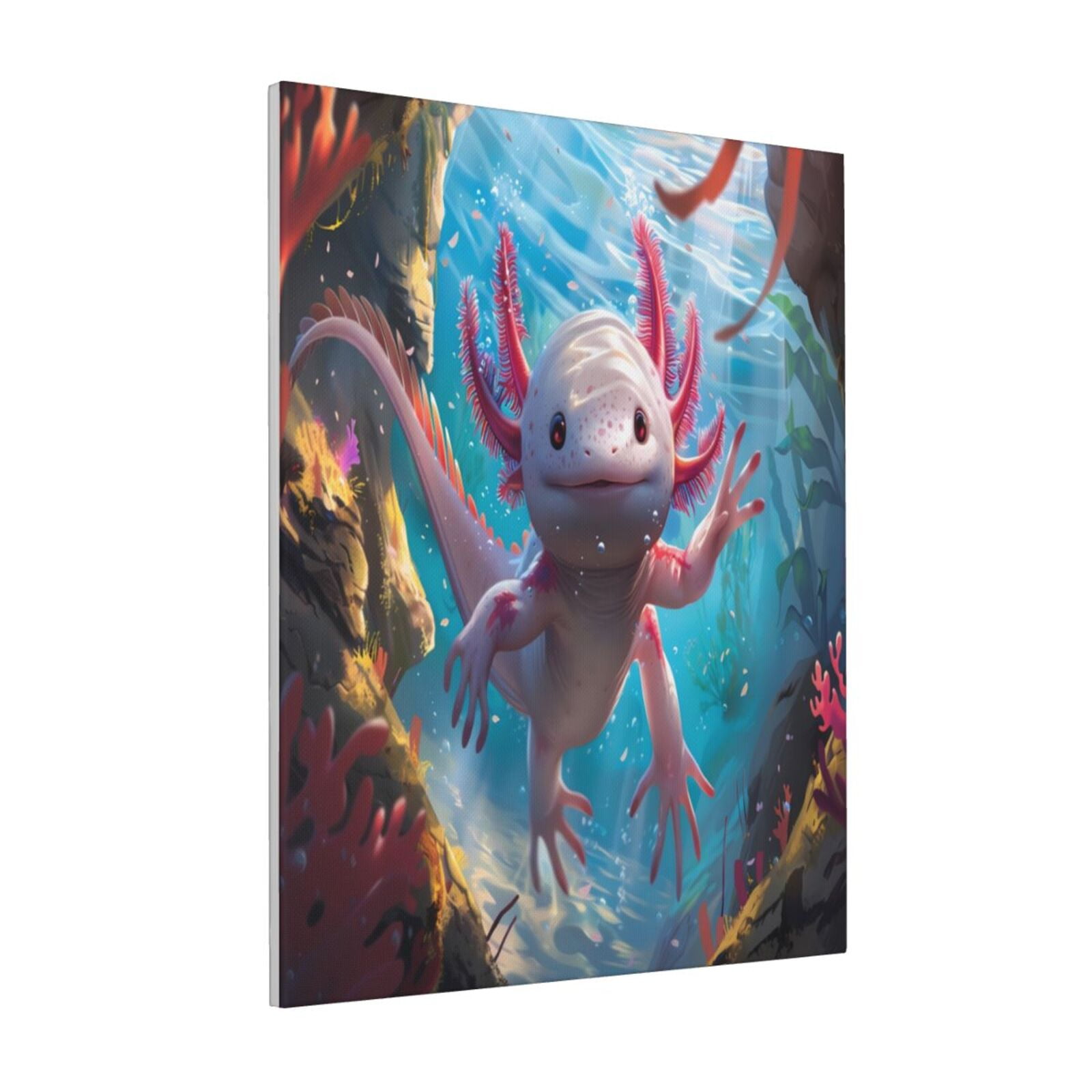 Qekee Cute Underwater Axolotl Print Canvas Decorative Picture,Wall Art ...