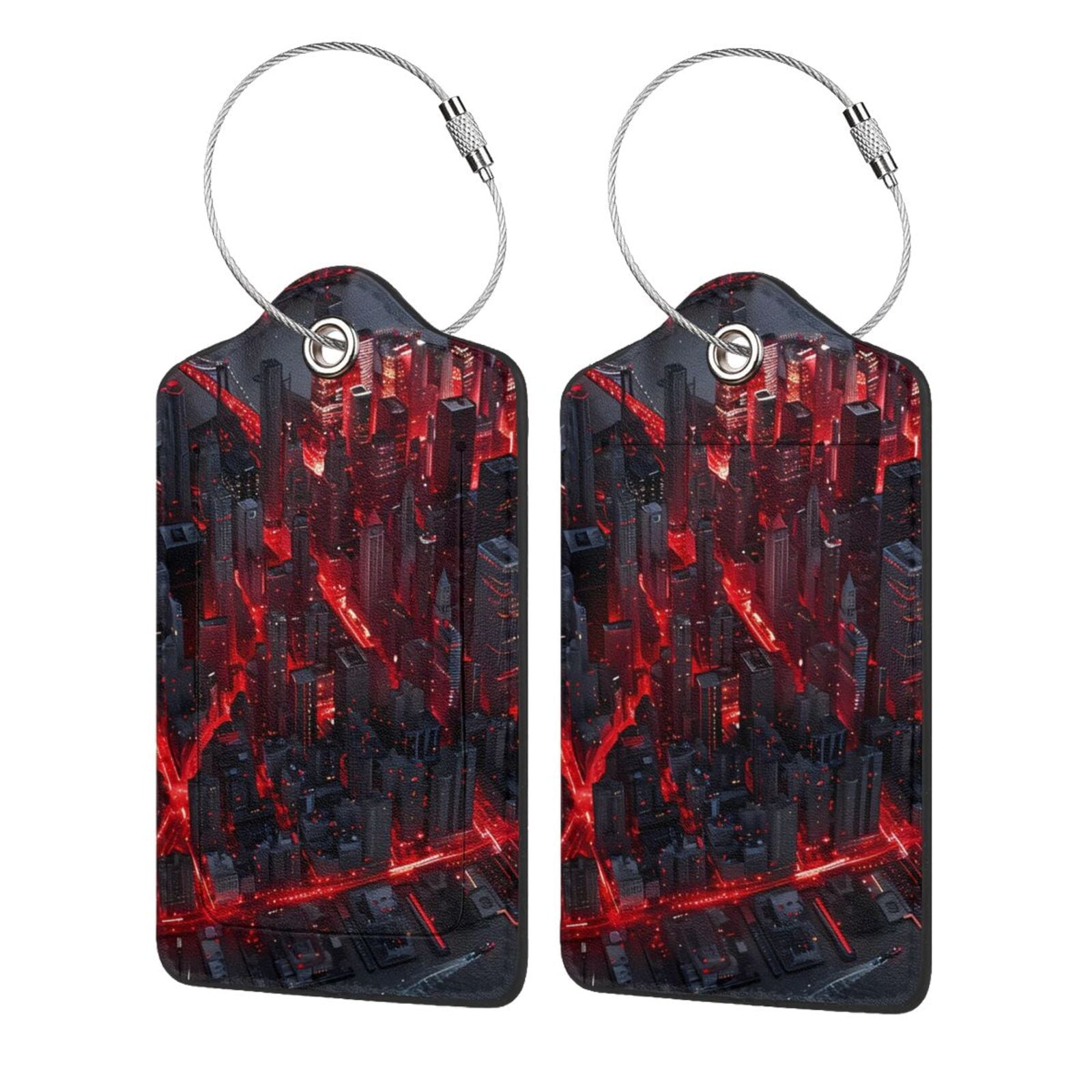 Qekee Cyberpunk Cityscape Lights Print Luggage Tag for Suitcase,Bag Tag ...