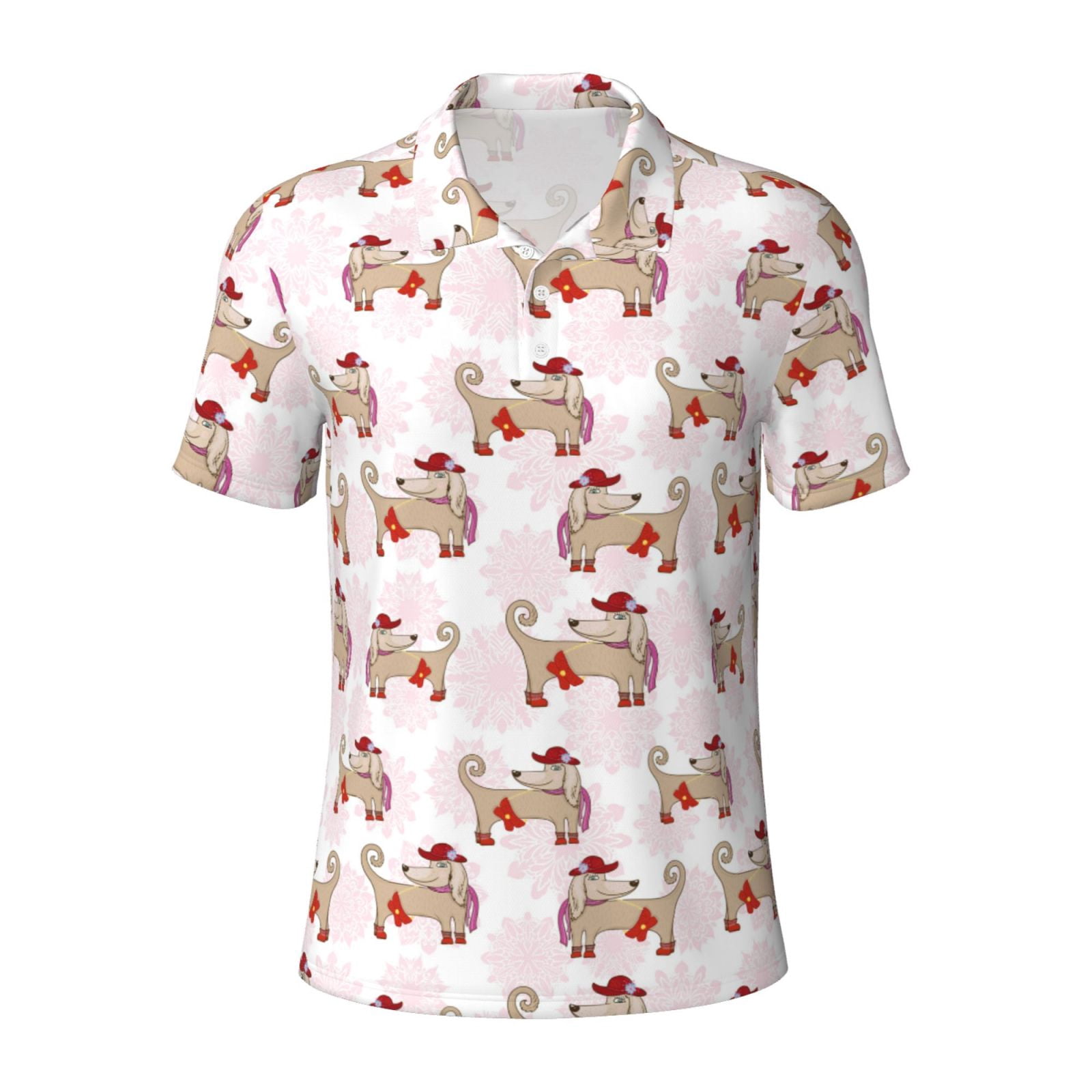Qekee Dachshund Dog Puppy for Mens Polo Shirts Casual Short Sleeve ...
