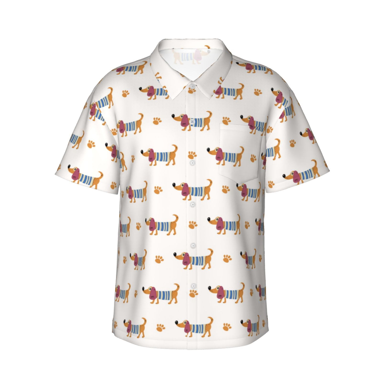 Qekee Dachshund Dog Puppy print Hawaiian Shirt for Men Short Sleeve ...