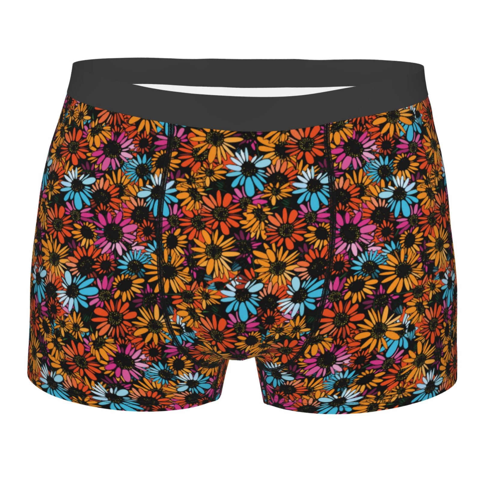 Qekee Daisies Flowers for Men's Underwear Boxer Briefs Pack, Polyester ...