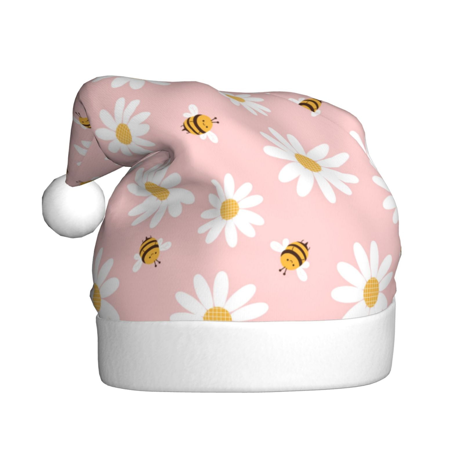 Qekee Daisy And Bee for Fluffy Red Santa Hats Set Plush Brim and Liner ...