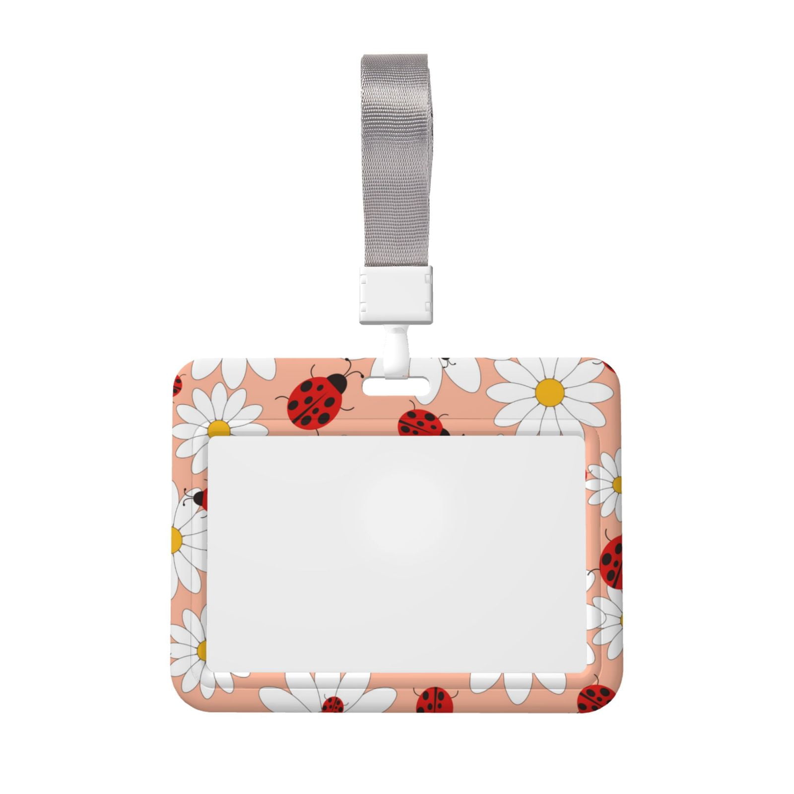 Qekee Daisy and Ladybug Print Card Badge Holder,Clear Name Tag ID Card ...