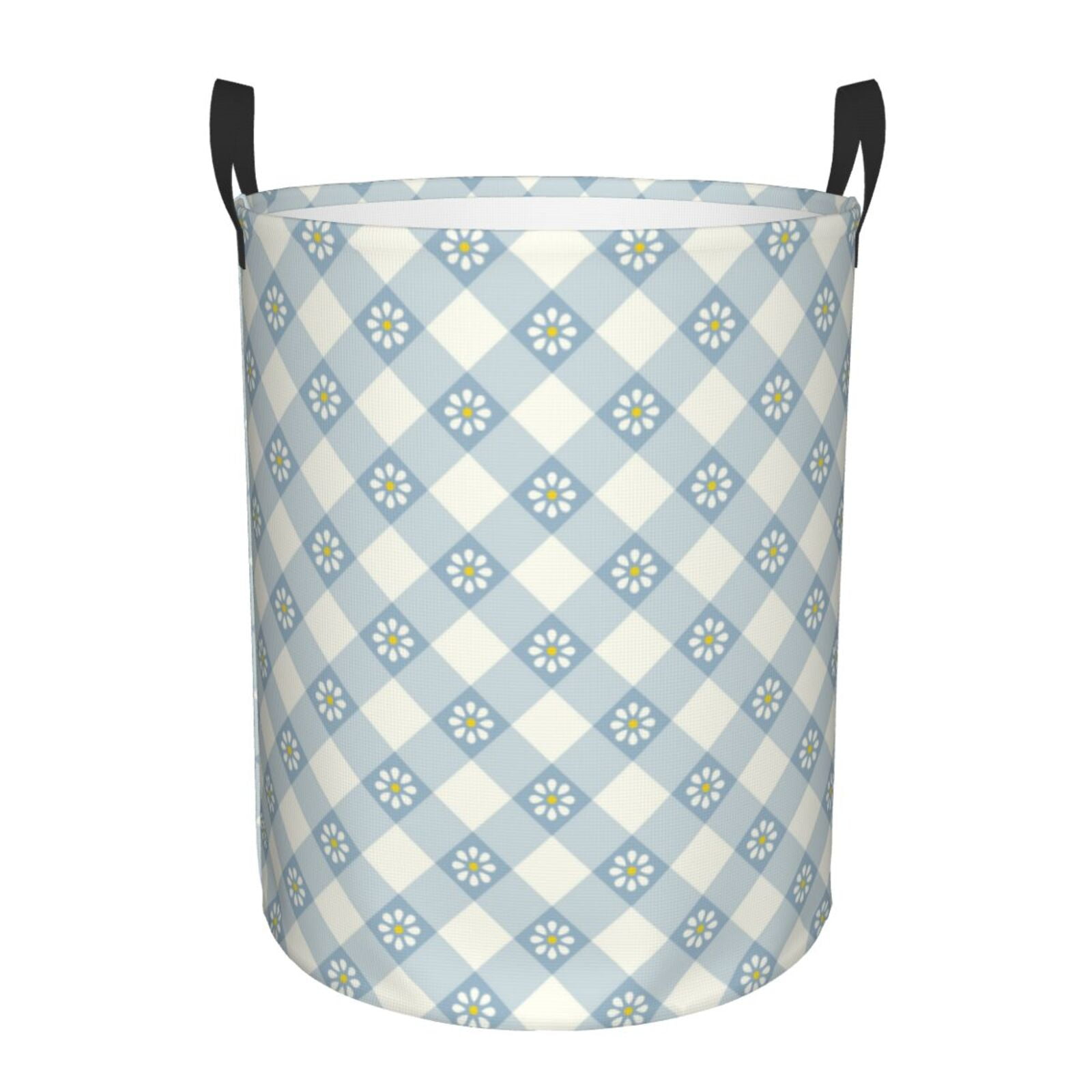 Qekee Daisy Plaid Blue print Laundry Hamper Basket, Hamper Basket for ...