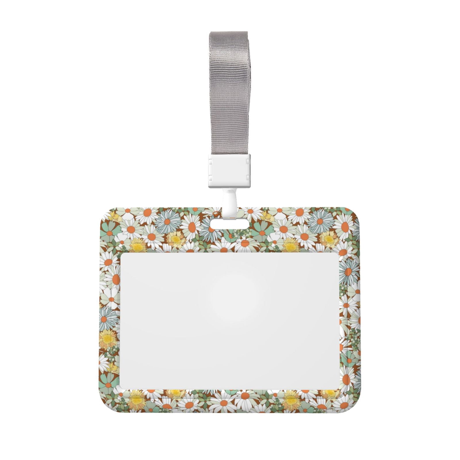 Qekee Daisy Print Card Badge Holder,Clear Name Tag ID Card Protector ...