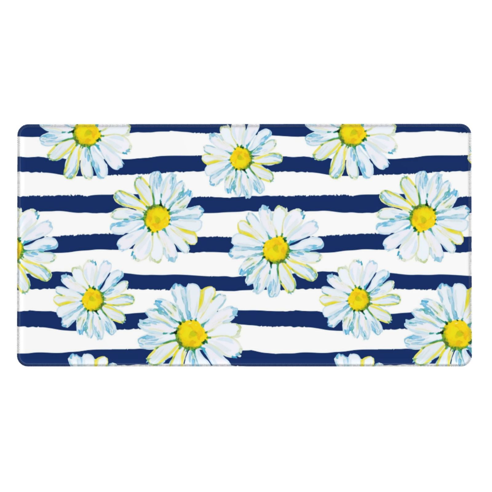 Qekee Daisy Striped Nautical Print Desk Pad Protector,Mouse Pad,Office ...
