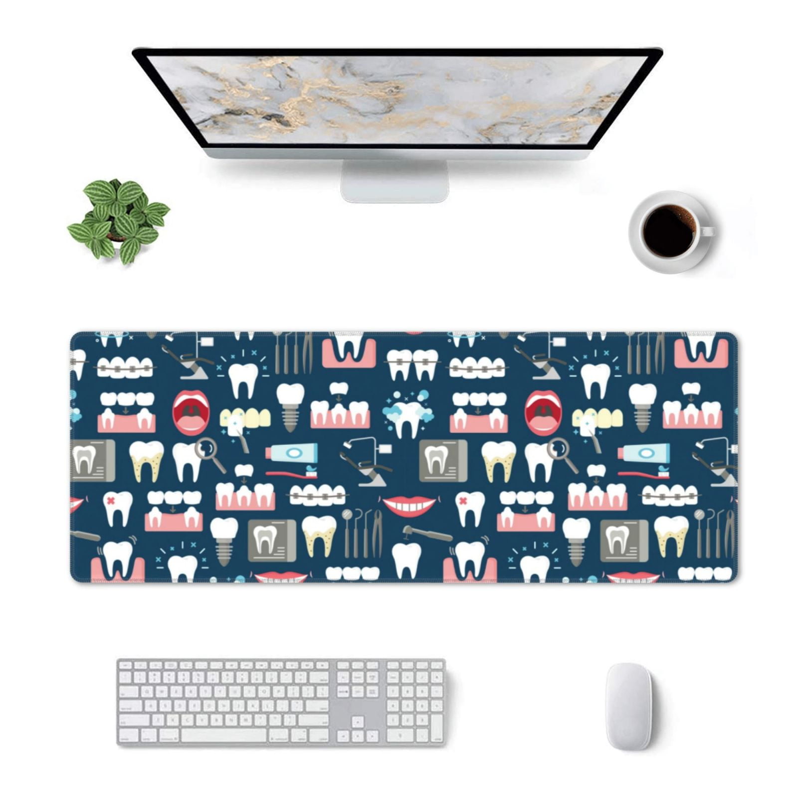 Qekee Dental Seamless Print Mouse Pad,Desk Pad Protector,Office Desk ...