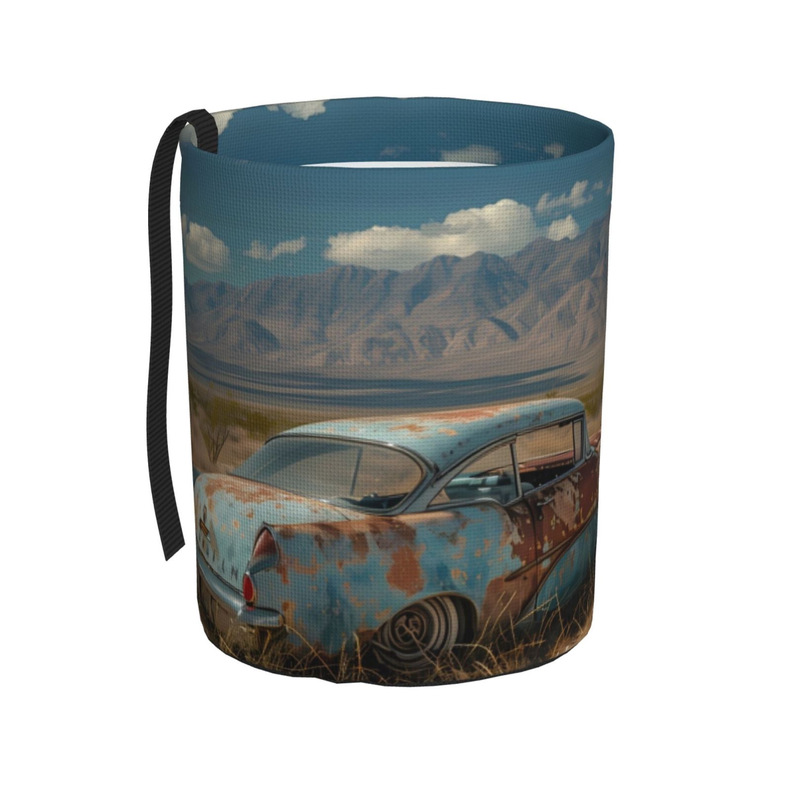 Qekee Deserted Classic Car Landscape Print Automotive Waterproof ...