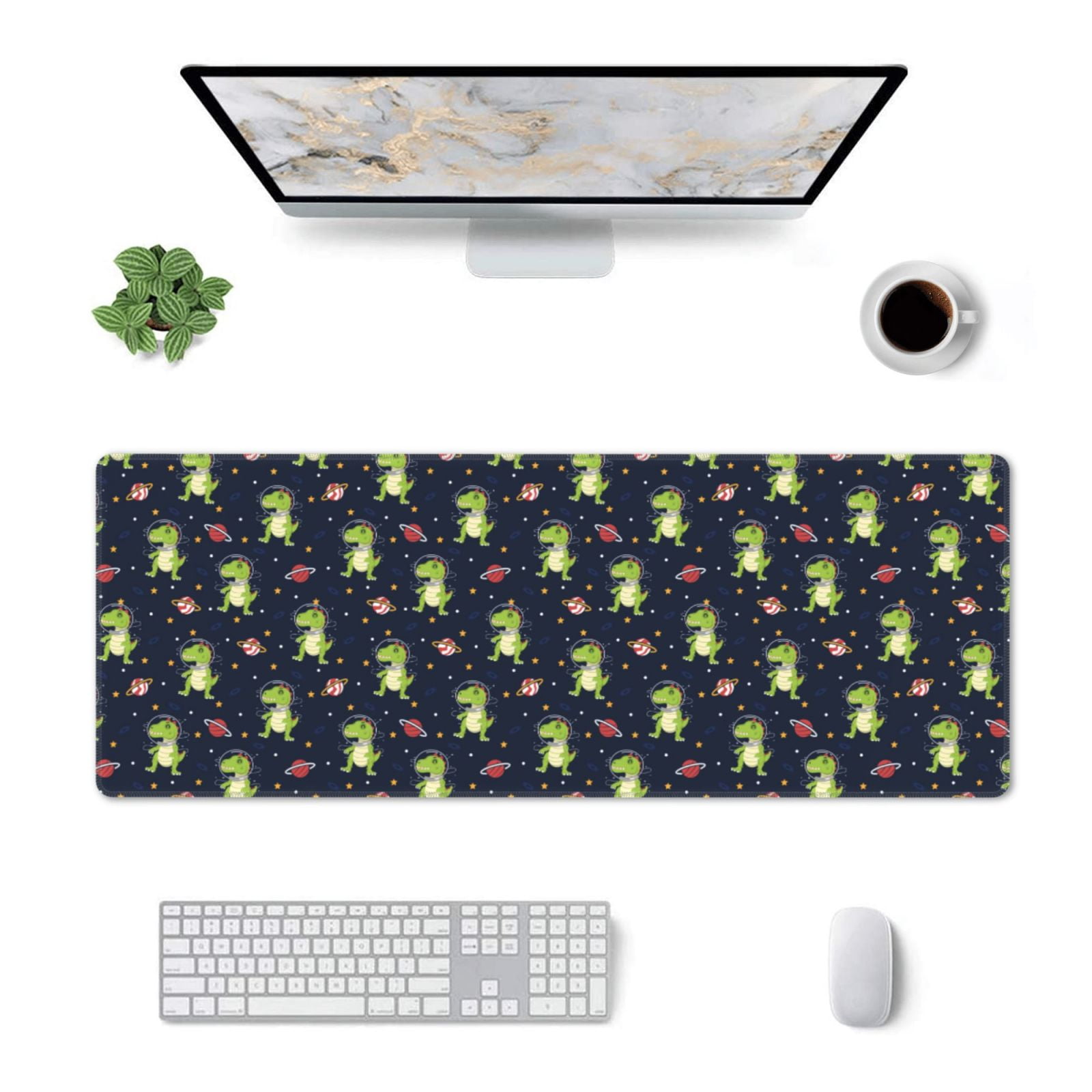 Qekee Dinosaur Astronaut Print Mouse Pad,Desk Pad Protector,Office Desk ...