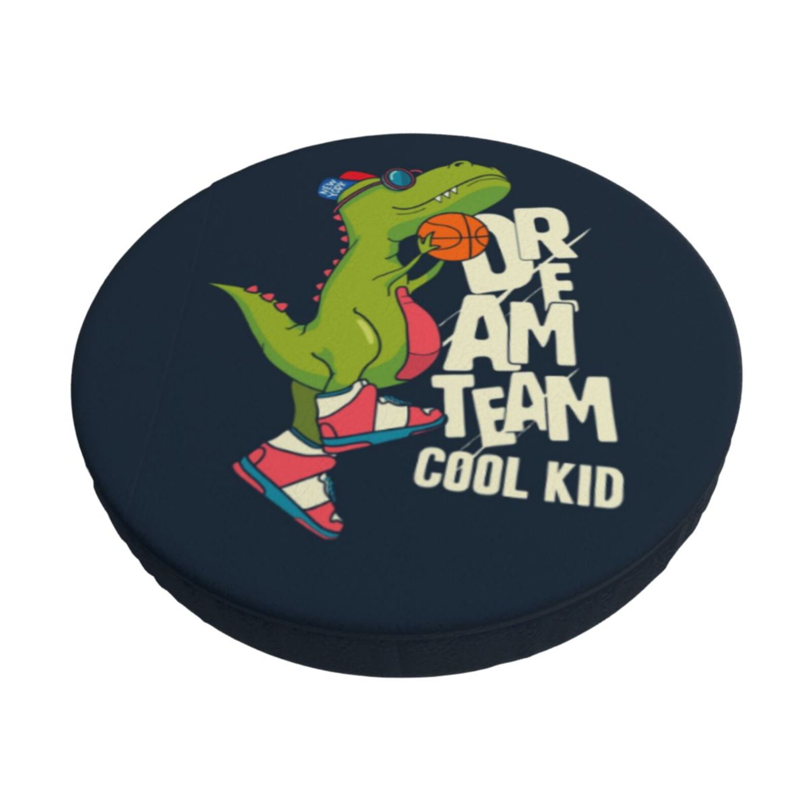 Qekee Dinosaur Basketball Player Round Bar Chair Cushion Cover, Elastic ...