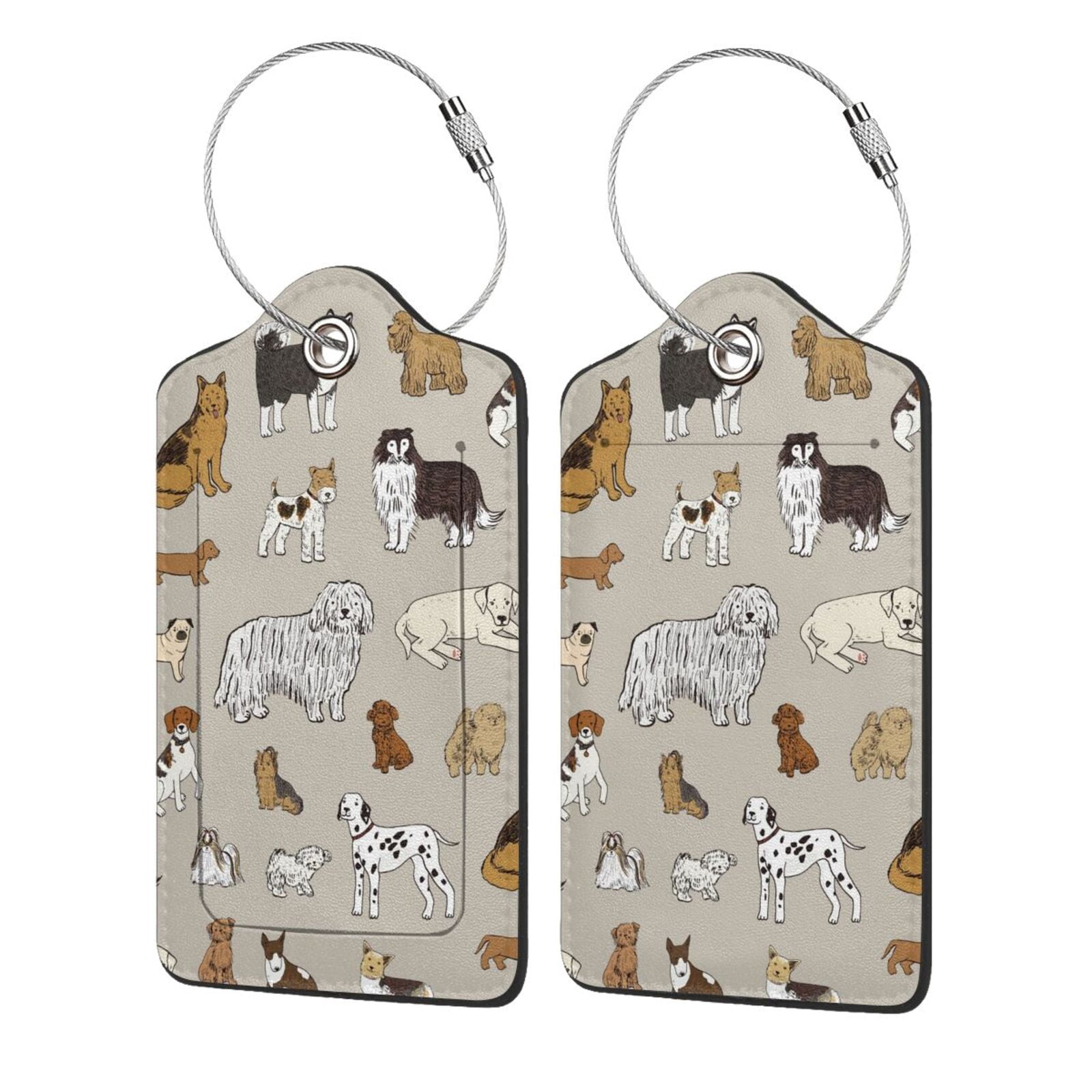 Qekee Dog Animal Print Luggage Tag for Suitcase,Bag Tag with Privacy ...