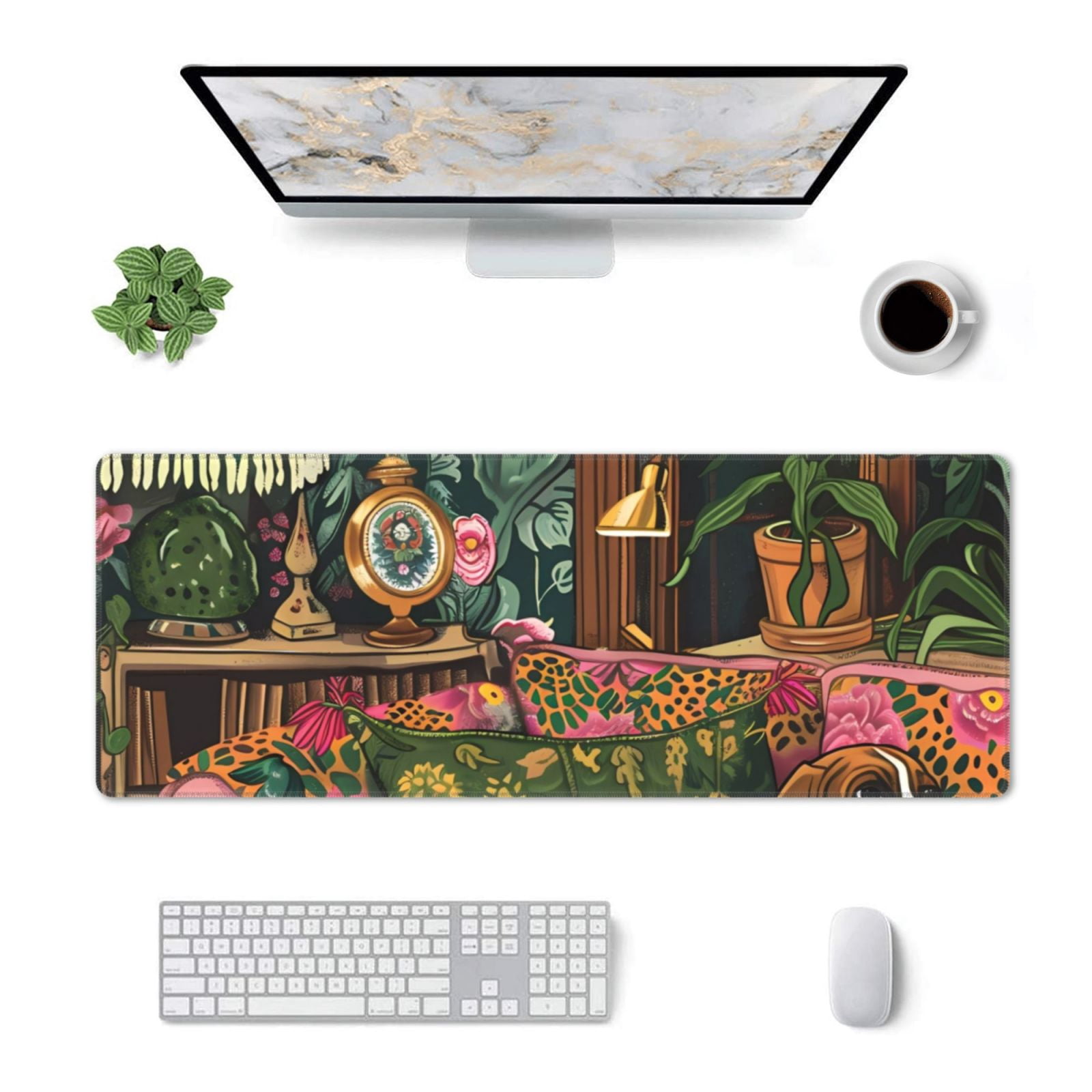 Qekee Dog On Floral Couch Print Mouse Pad,Desk Pad Protector,Office ...