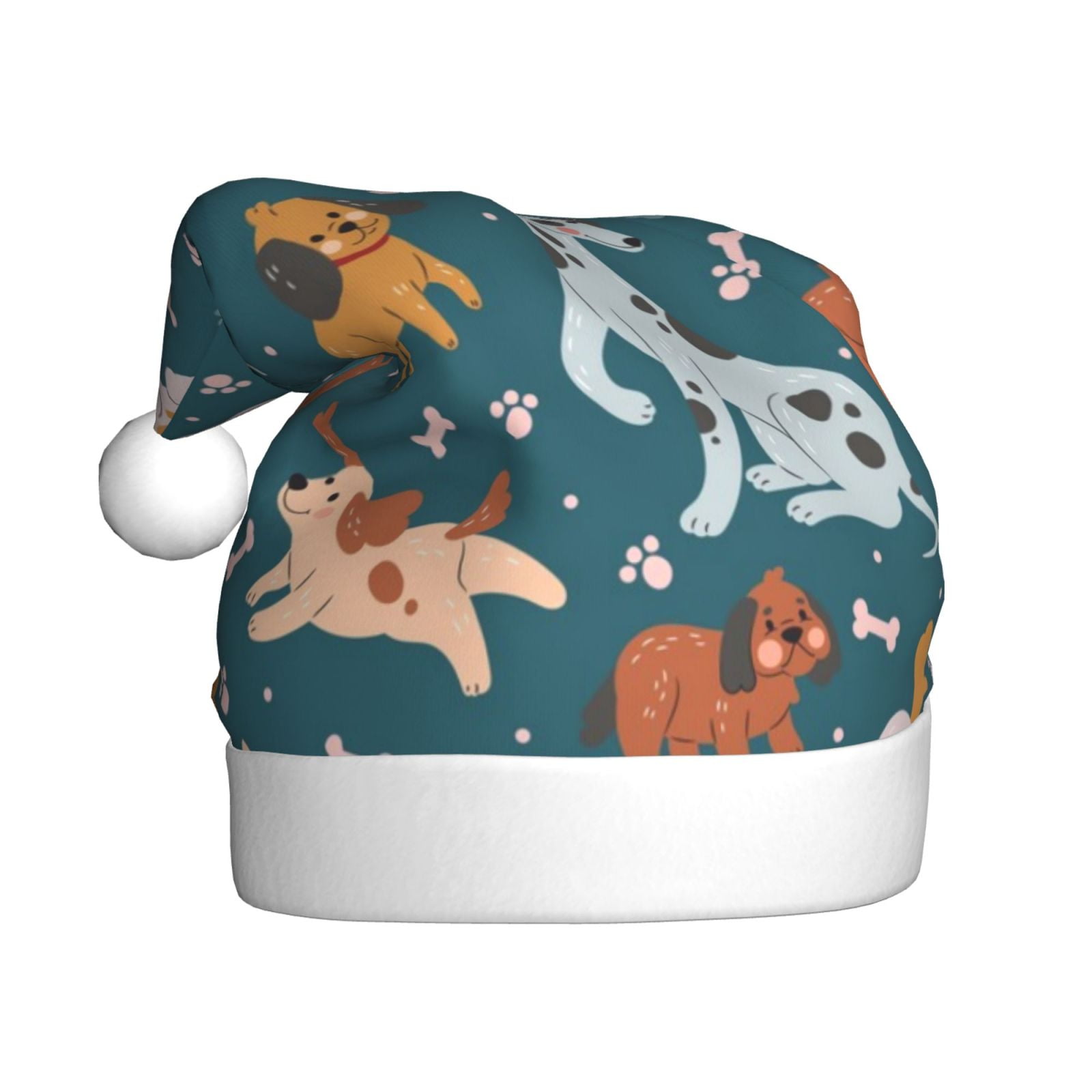 Qekee Dogs for Fluffy Red Santa Hats Set Plush Brim and Liner,Caps for ...