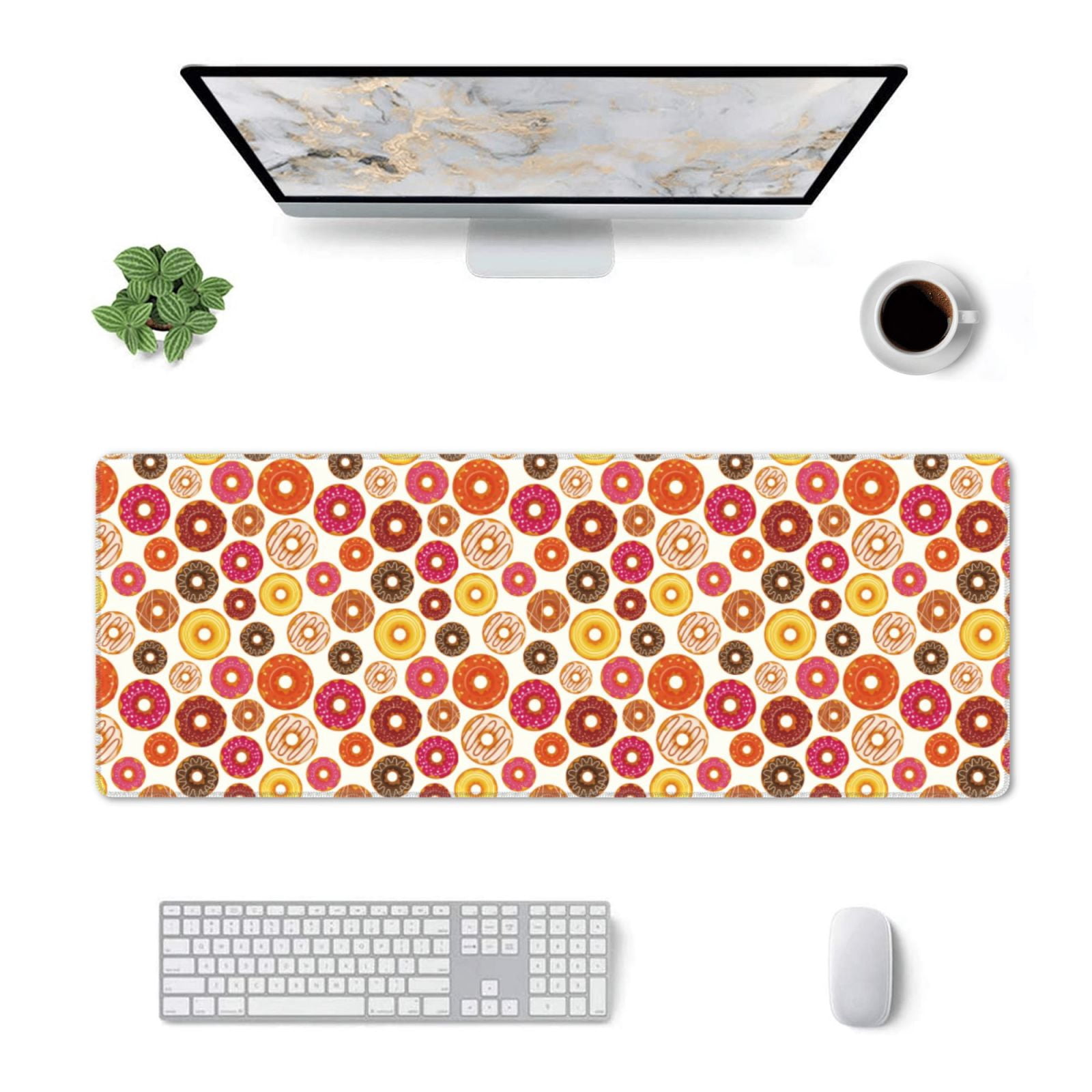 Qekee Donut Print Mouse Pad,Desk Pad Protector,Office Desk Mat,Desk ...