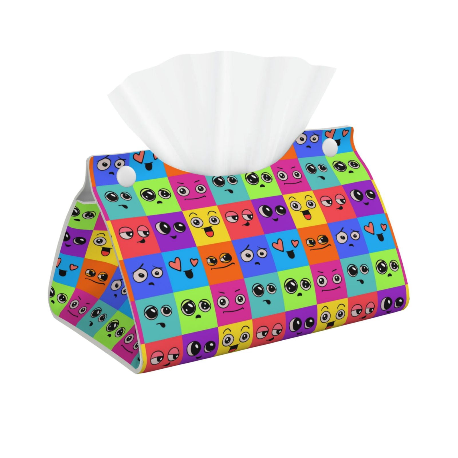 Qekee Doodle Faces Emotions Long Tissue Box Cover, Tissue Holder, PVC ...