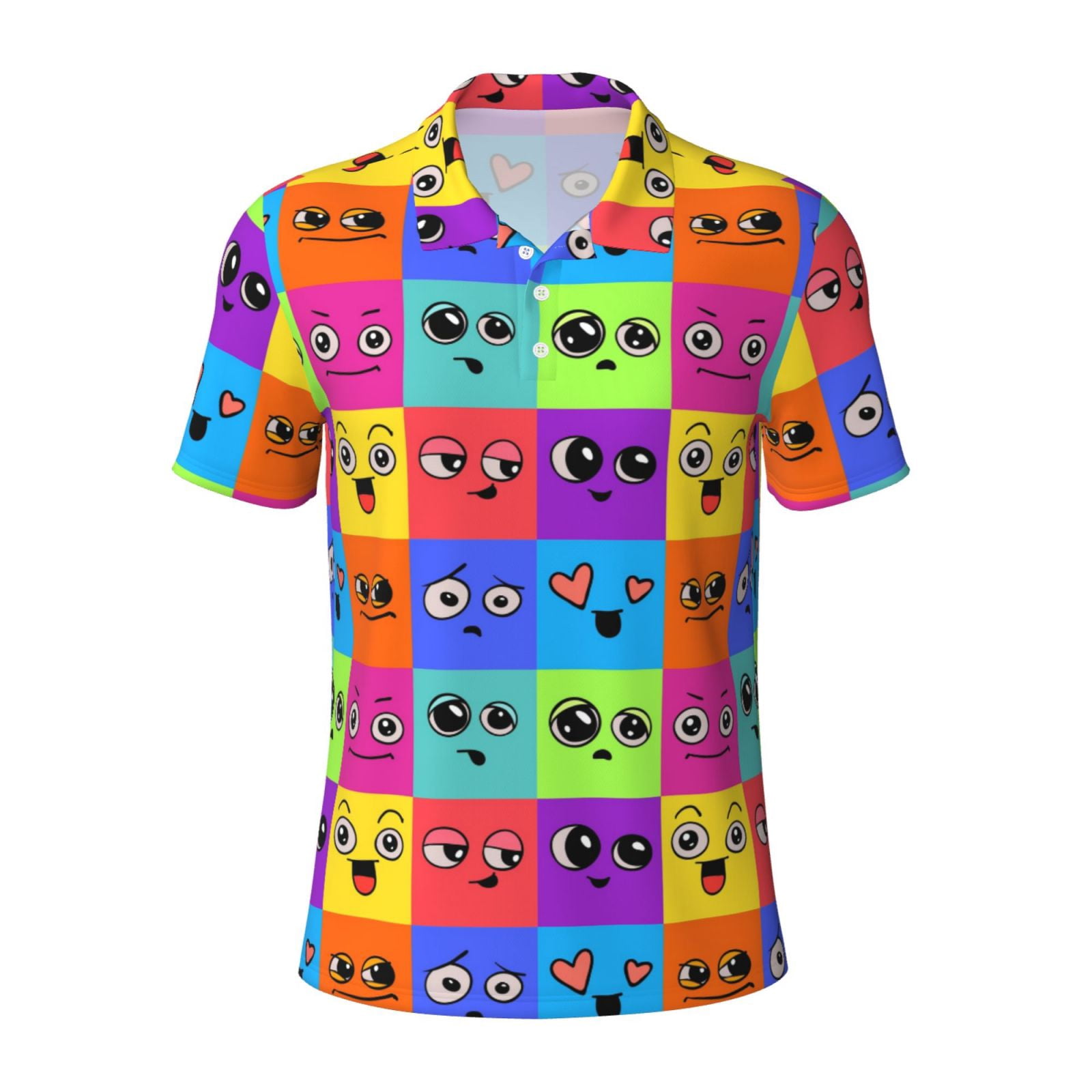 Qekee Doodle Faces Emotions for Mens Polo Shirts Casual Short Sleeve ...