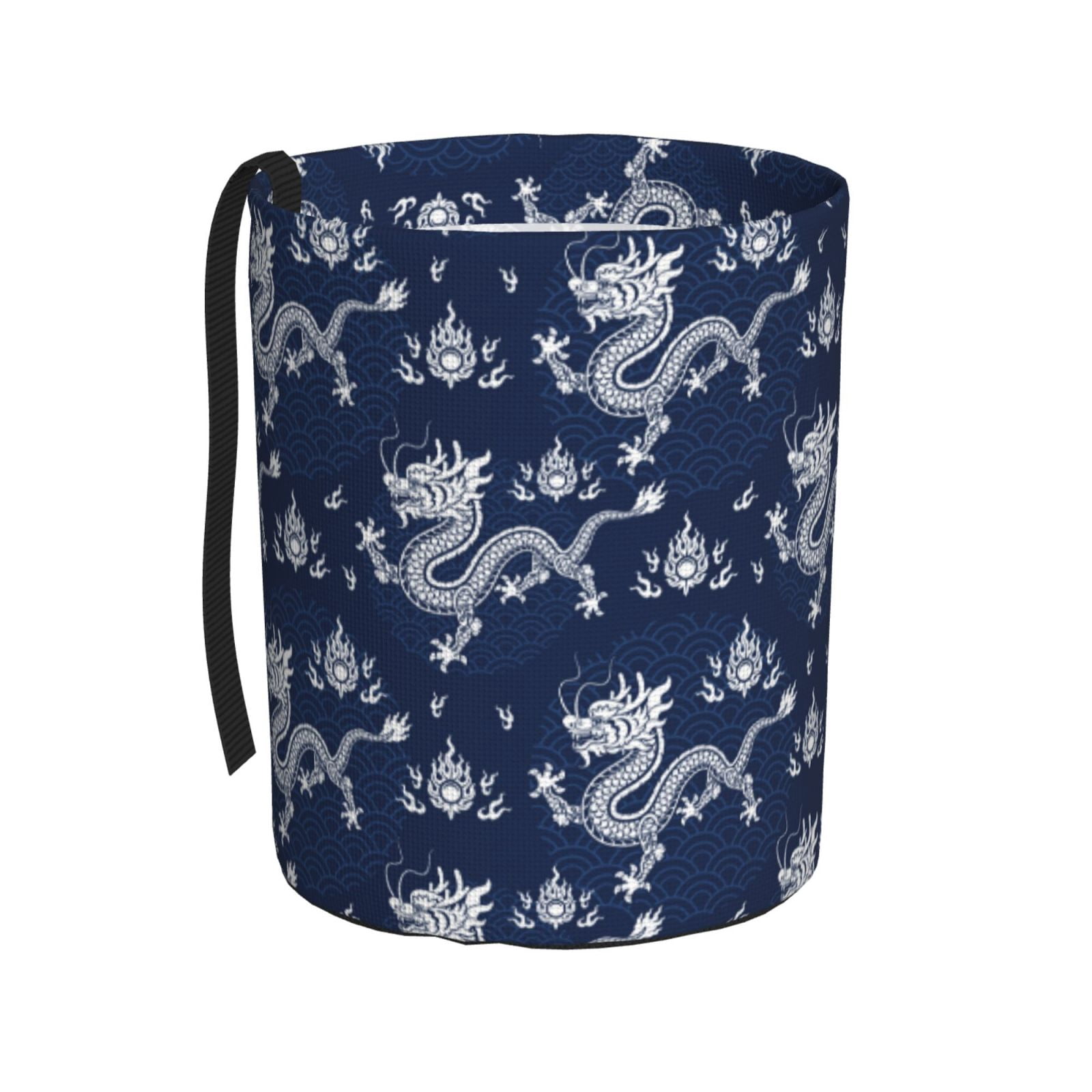 Qekee Dragon Print Automotive Waterproof Portable Collapsible Trash Can ...