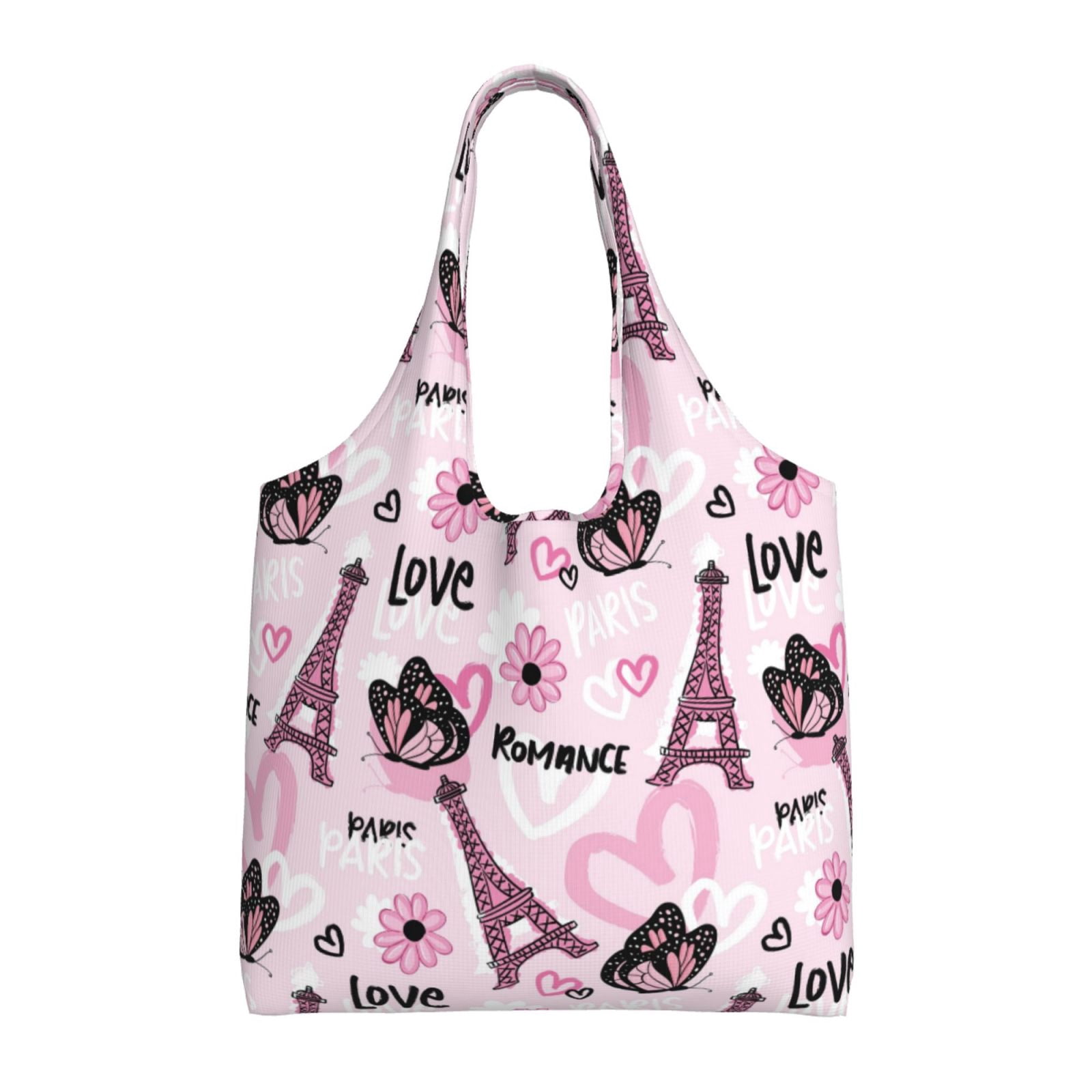 Qekee Eiffel Tower and Butterflies for Canvas Aesthetic Tote Bag for ...