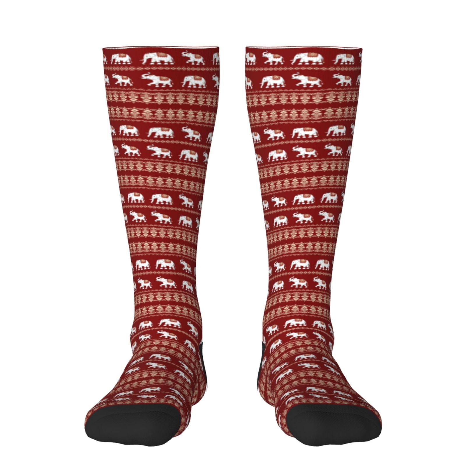 Qekee Elephant Print Thigh High Socks Long Stretchy Sock Women and men ...