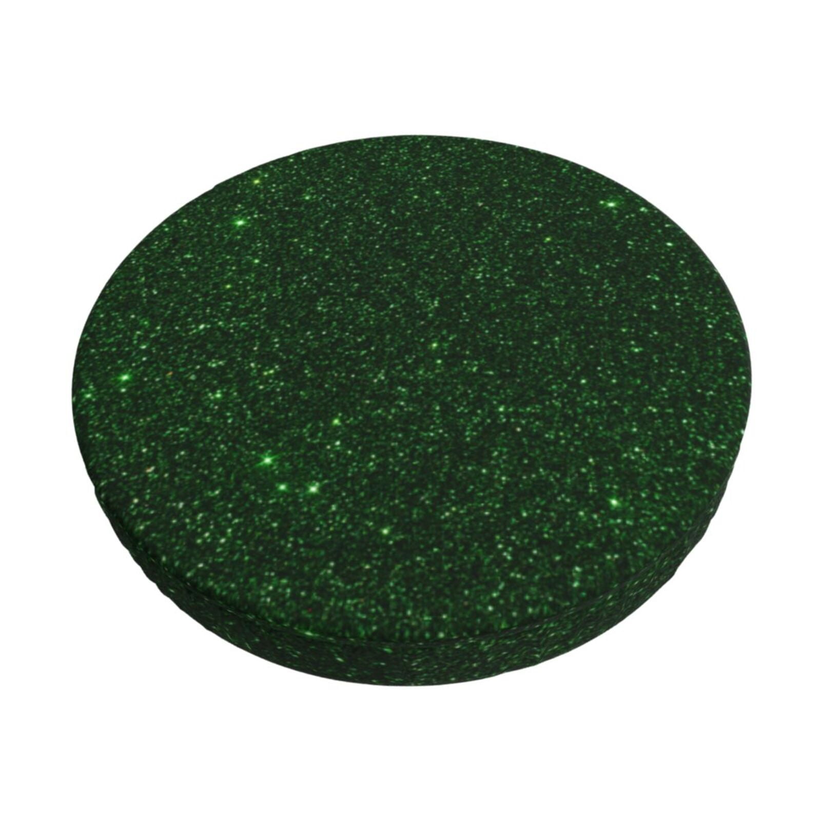 Qekee Emerald Green Sparkling Round Bar Chair Cushion Cover, Elastic ...