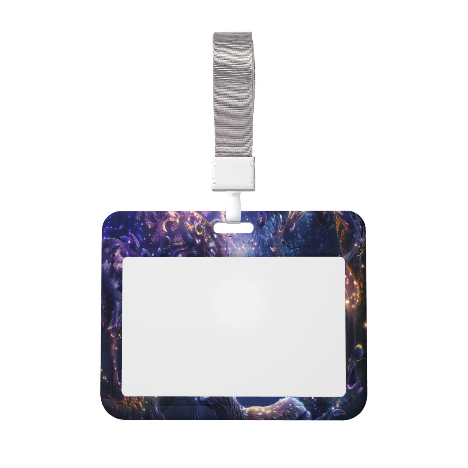 Qekee Enchanted Forest Stag Gathering Print Card Badge Holder,Clear ...