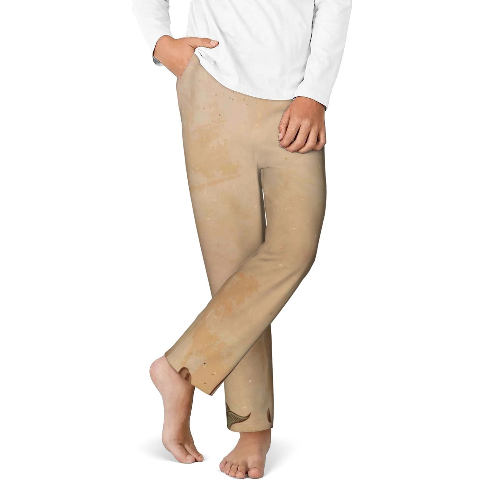 Qekee Engraved Coffee On Kraft Paper Print Kids Pajama Pants, Teenagers ...