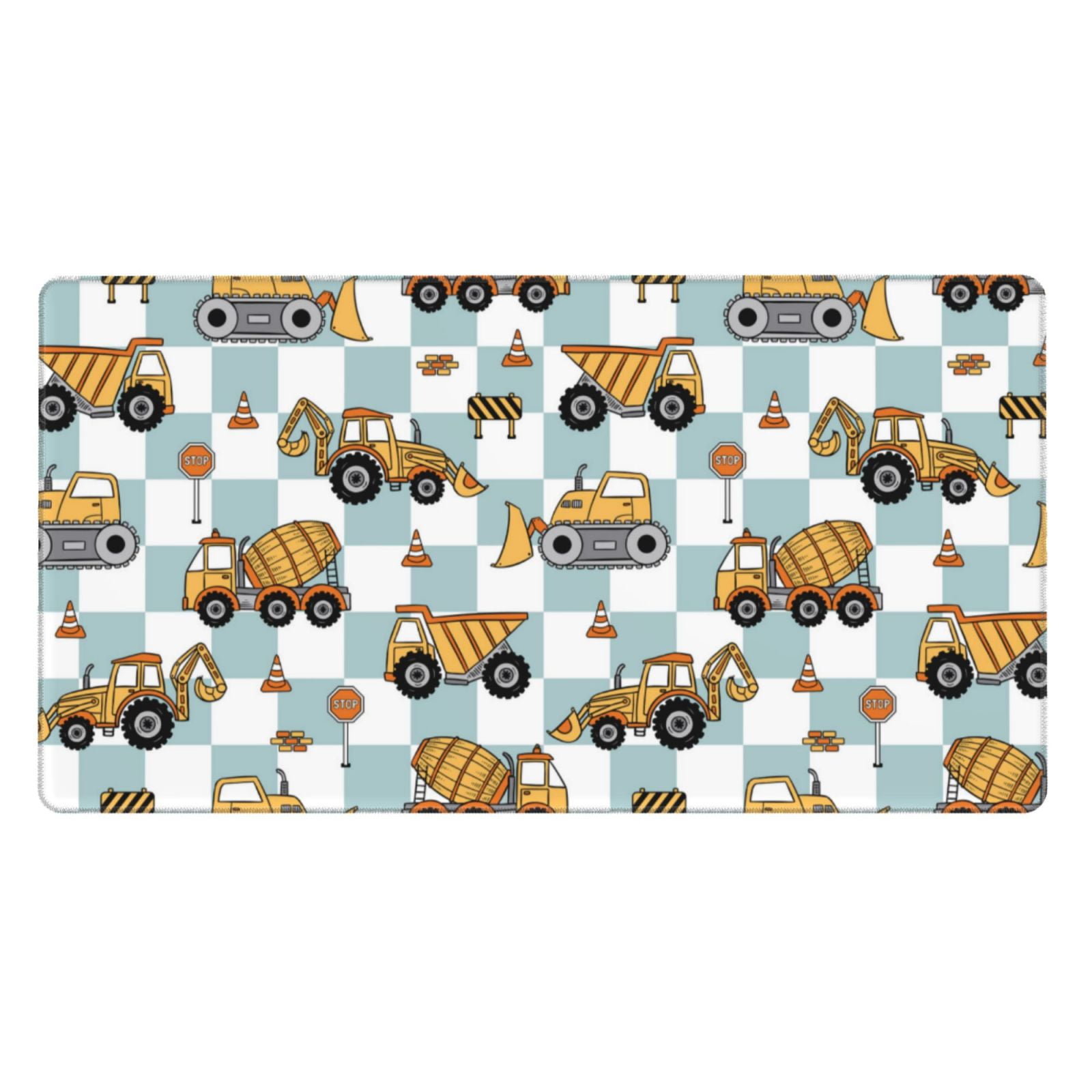 Qekee Excavator Print Desk Pad Protector,Mouse Pad,Office Desk Mat,Desk ...